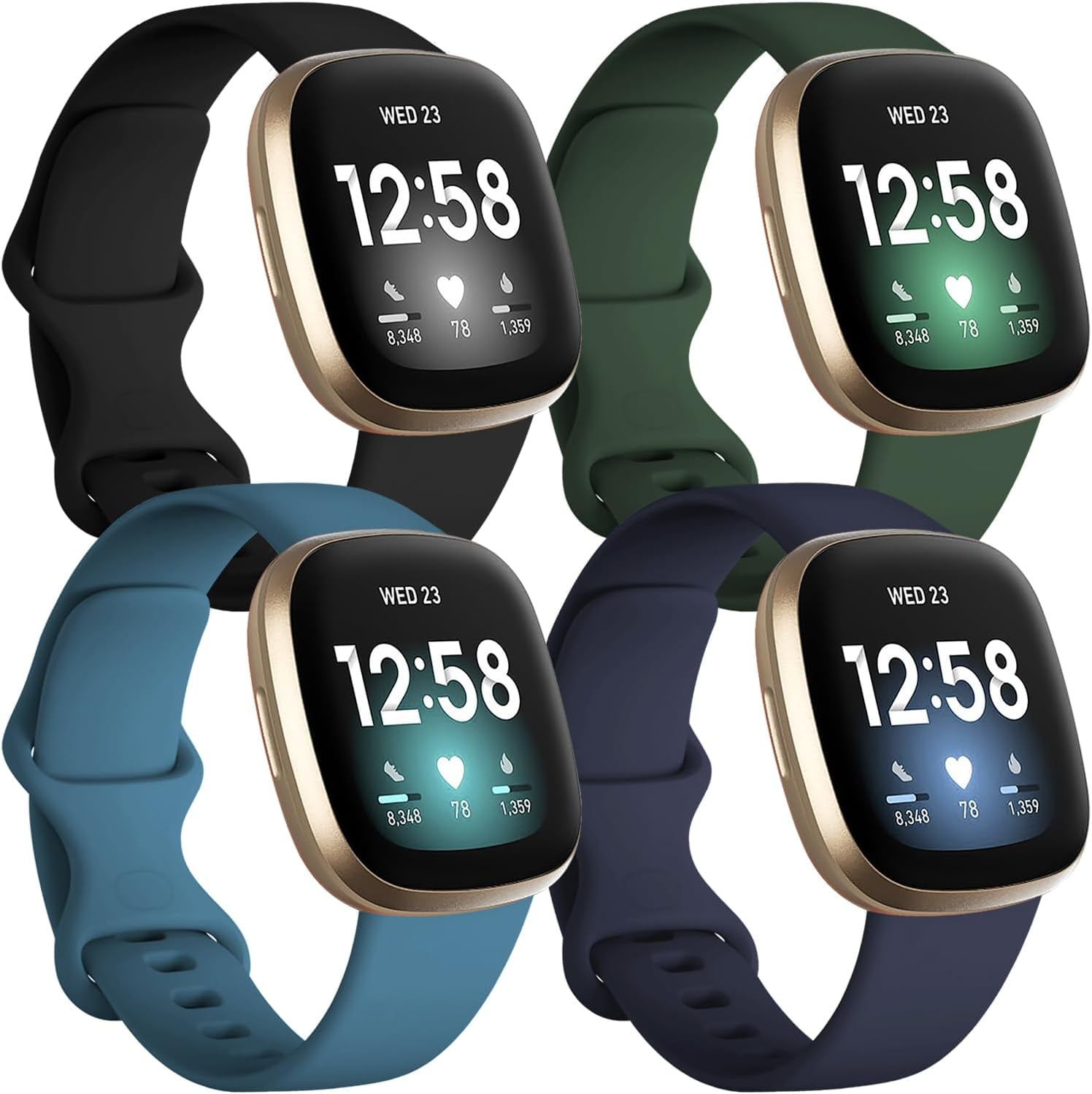 REQO Compatible with Fitbit Sense 2/ Sense Bands/Versa 4/ Versa 3 Bands ...