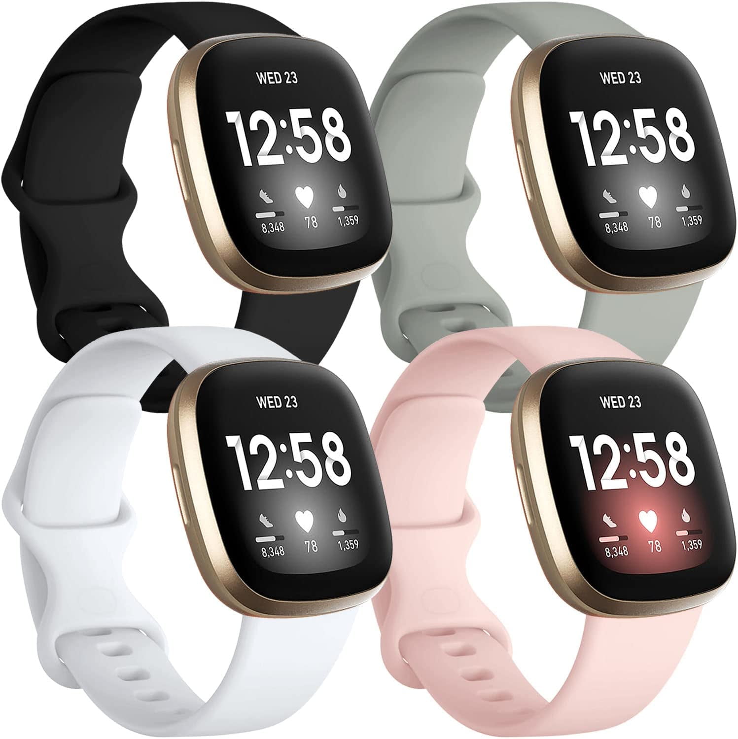 REQO Compatible with Fitbit Sense 2/ Sense Bands/Versa 4/ Versa 3 Bands ...