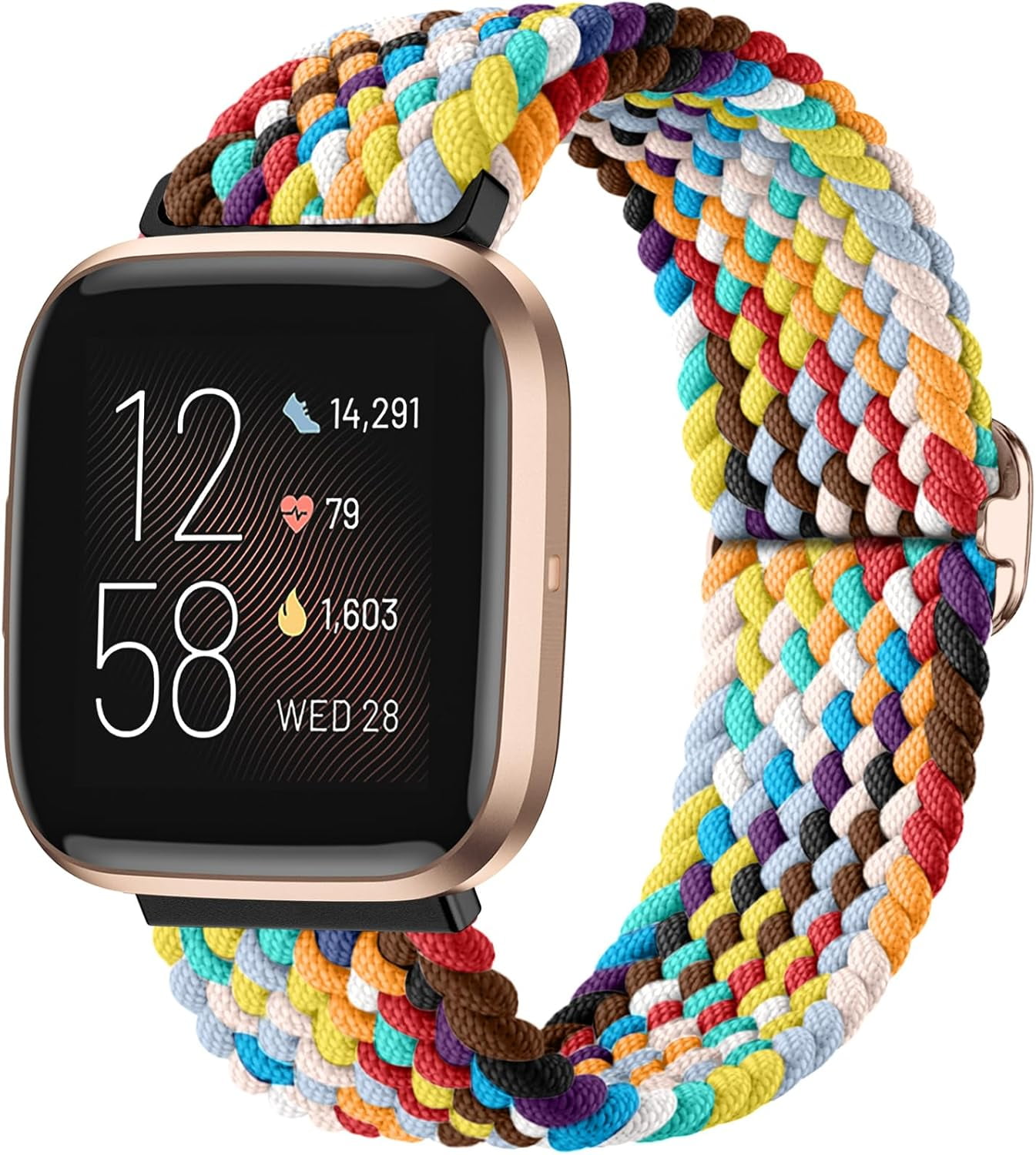 REQO Compatible Fitbit Versa Bands, Braided Stretchy Bracelet ...