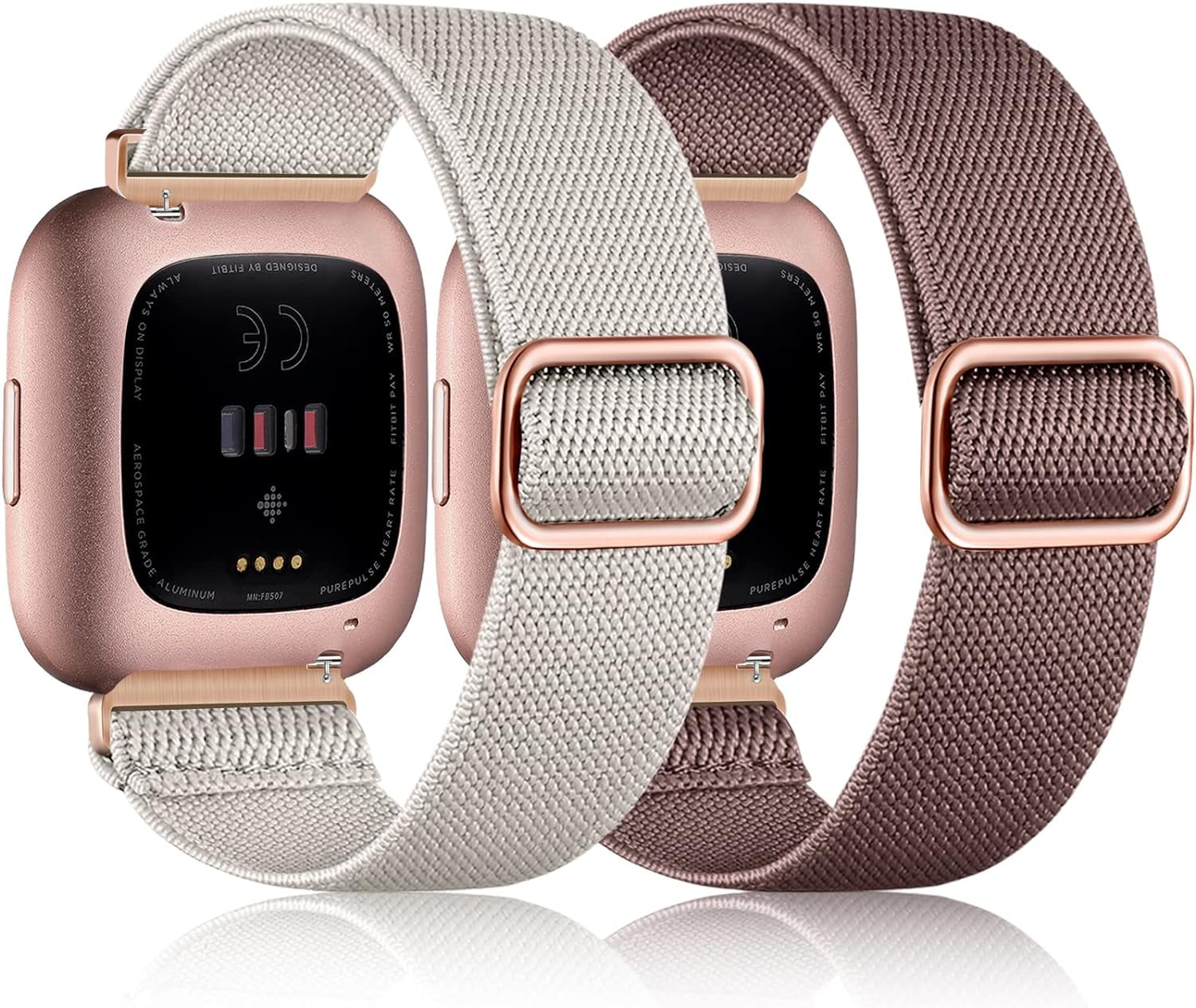 REQO Elastic Bands Compatible with Fitbit Versa 2 Band Women Men, 2Pack ...