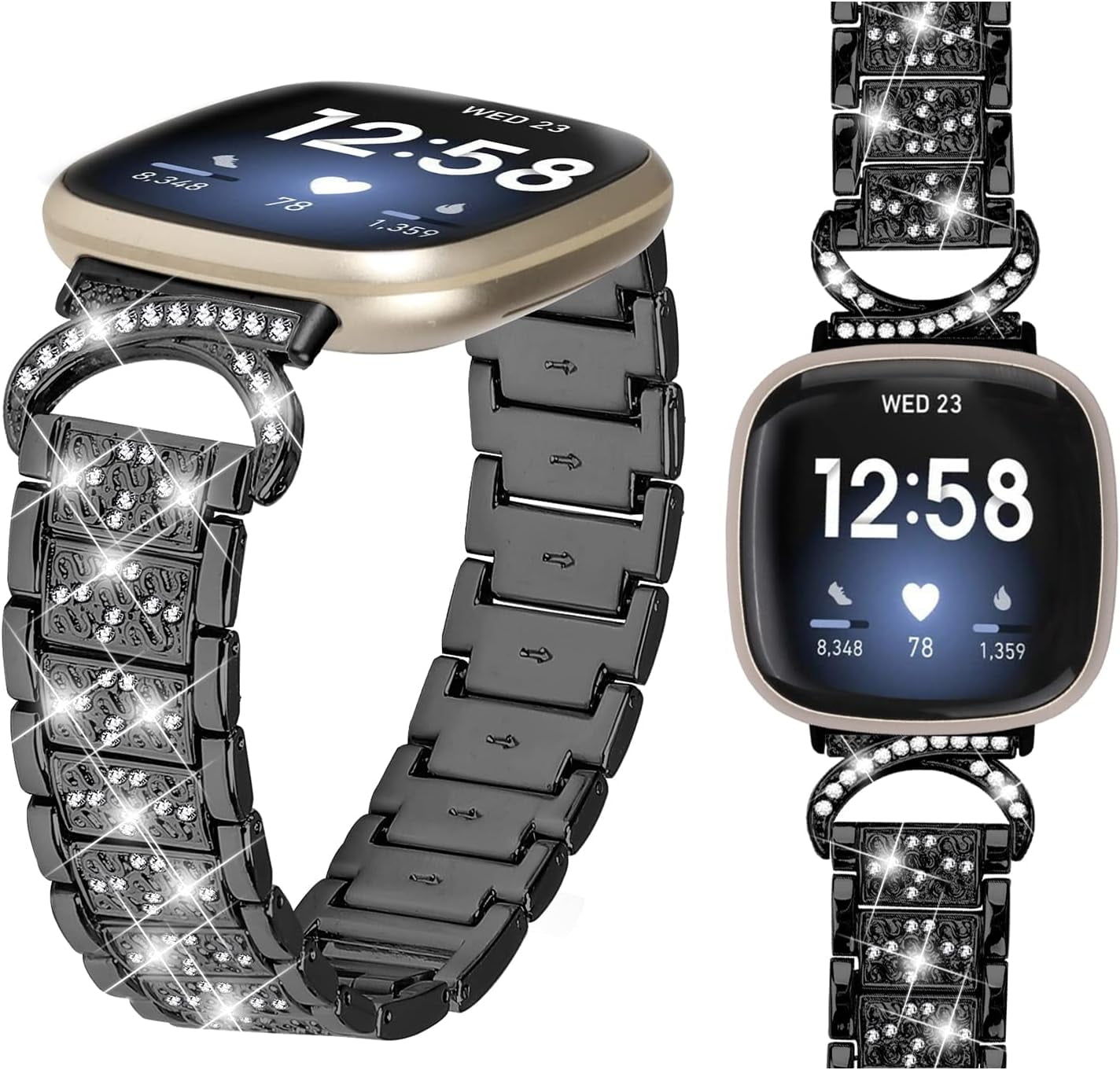 REQO Metal Band for Fitbit Versa 4/Versa 3 Bands, Stainless Steel ...