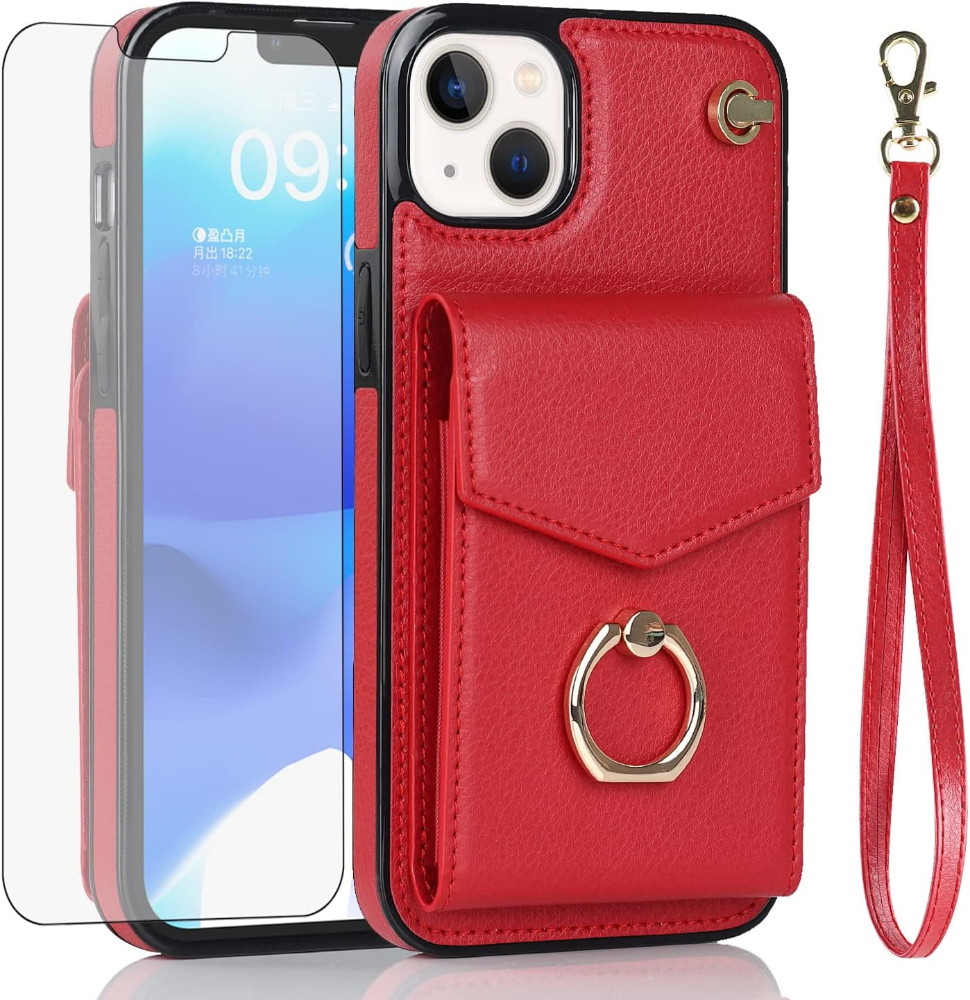 REQO Phone Case for iPhone 14 Plus 6.7 inch Wallet Cover with Tempered ...