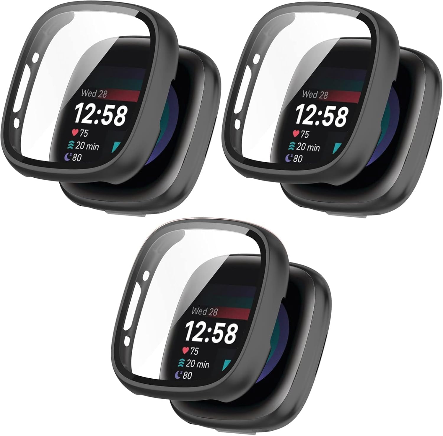 REQO Screen Protector Cases Compatible with Fitbit Versa 4/Sense 2 ...