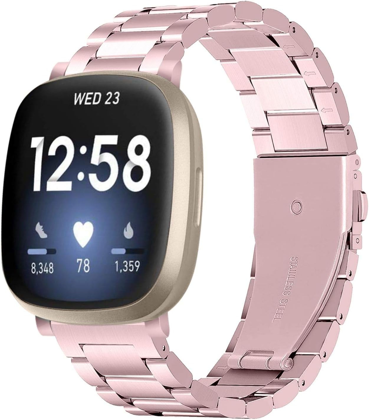 REQO Stainless Steel Band Compatible with Fitbit Versa 4 / Fitbit Sense ...