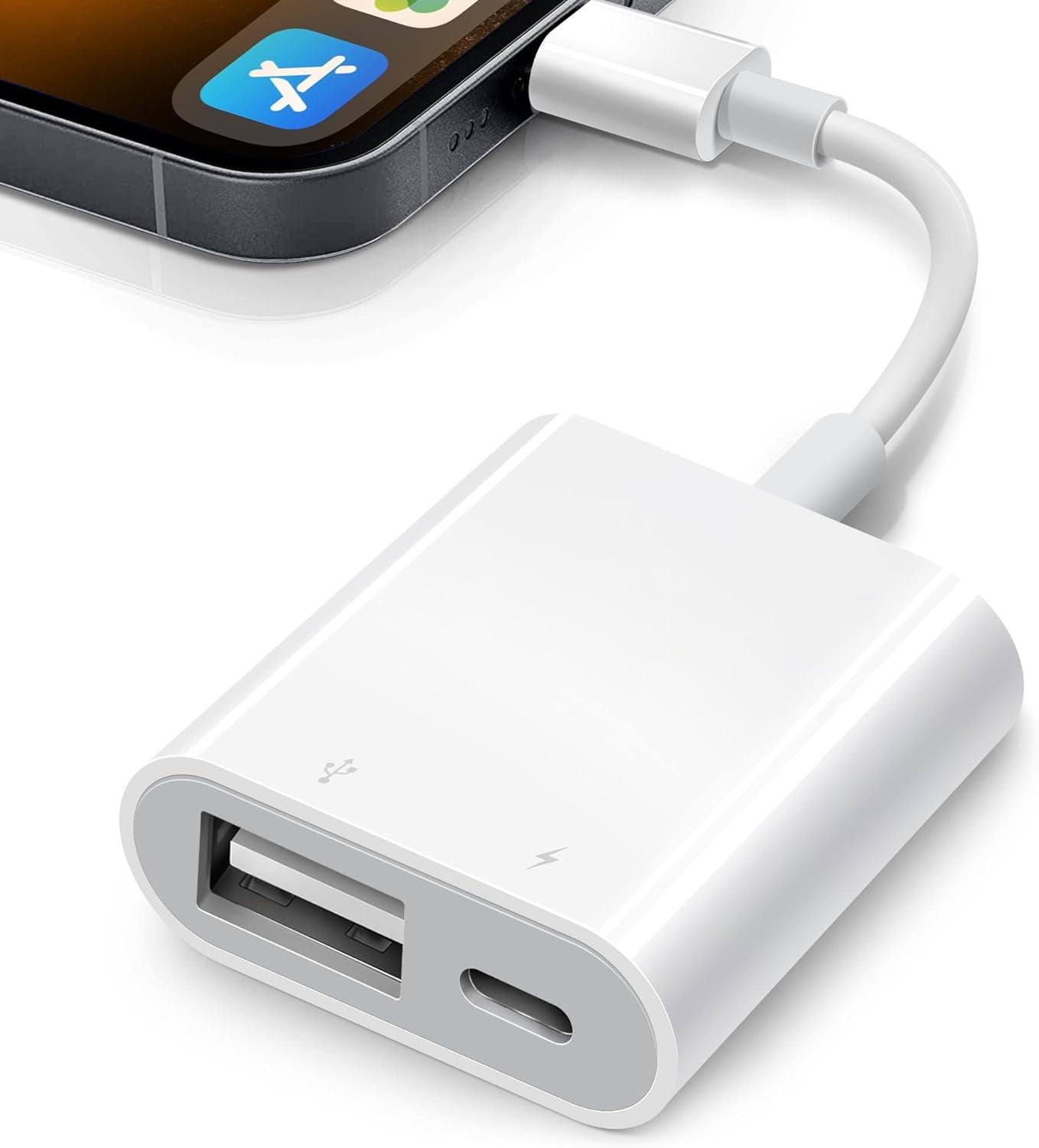 REQO USB Adapter for iPhone iPad, iPhone to USB Adapter with Charging ...