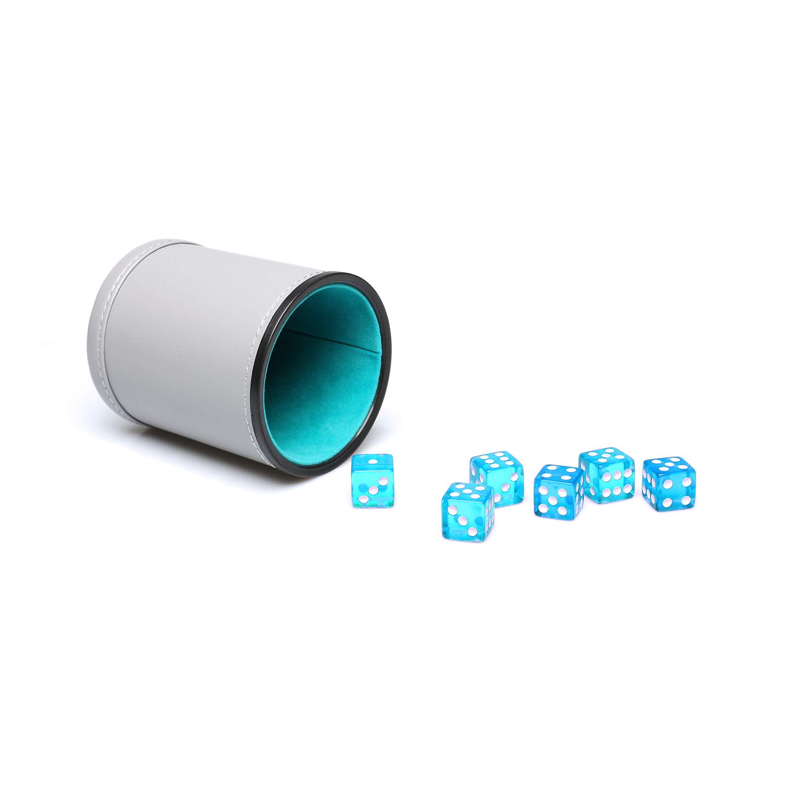 RERIVER Leatherette Dice Cup KEF16 Set Lake Blue Velvet Interior Quiet ...