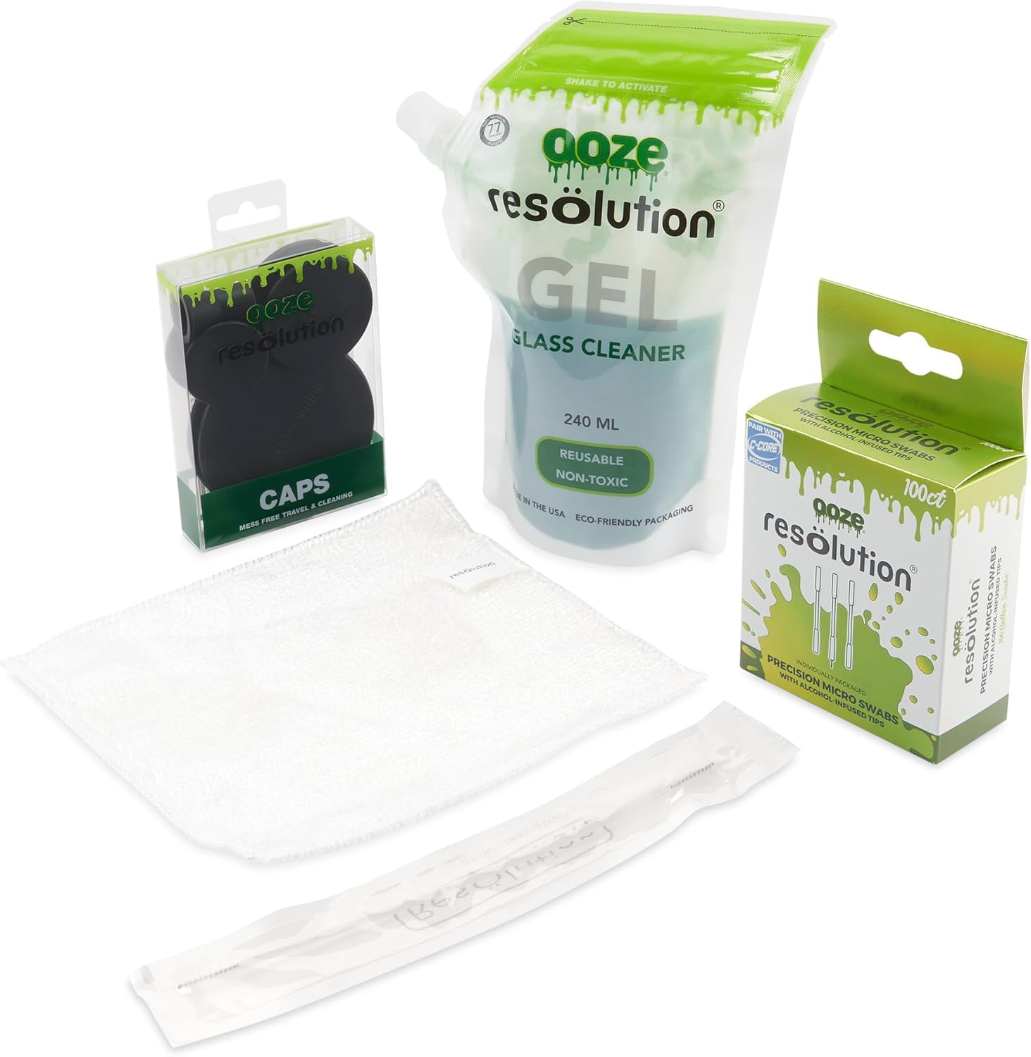 RESÖLUTION Ooze Resolution Glass Cleaner Spotless Kit (1 Gel Pack, Caps ...