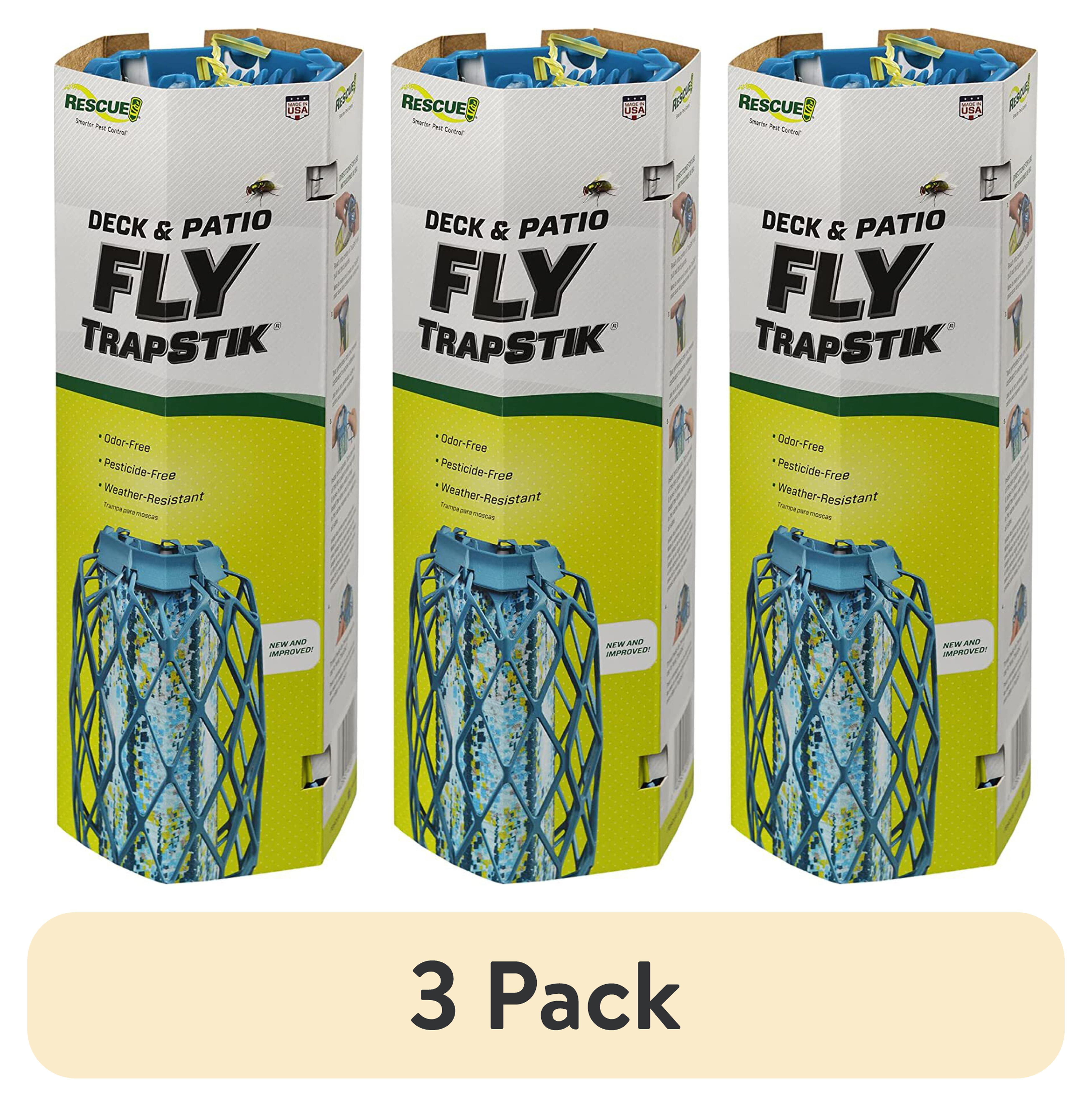 (3 pack) RESCUE! Deck Patio Fly Trapstik Outdoor Hanging Fly Trap ...