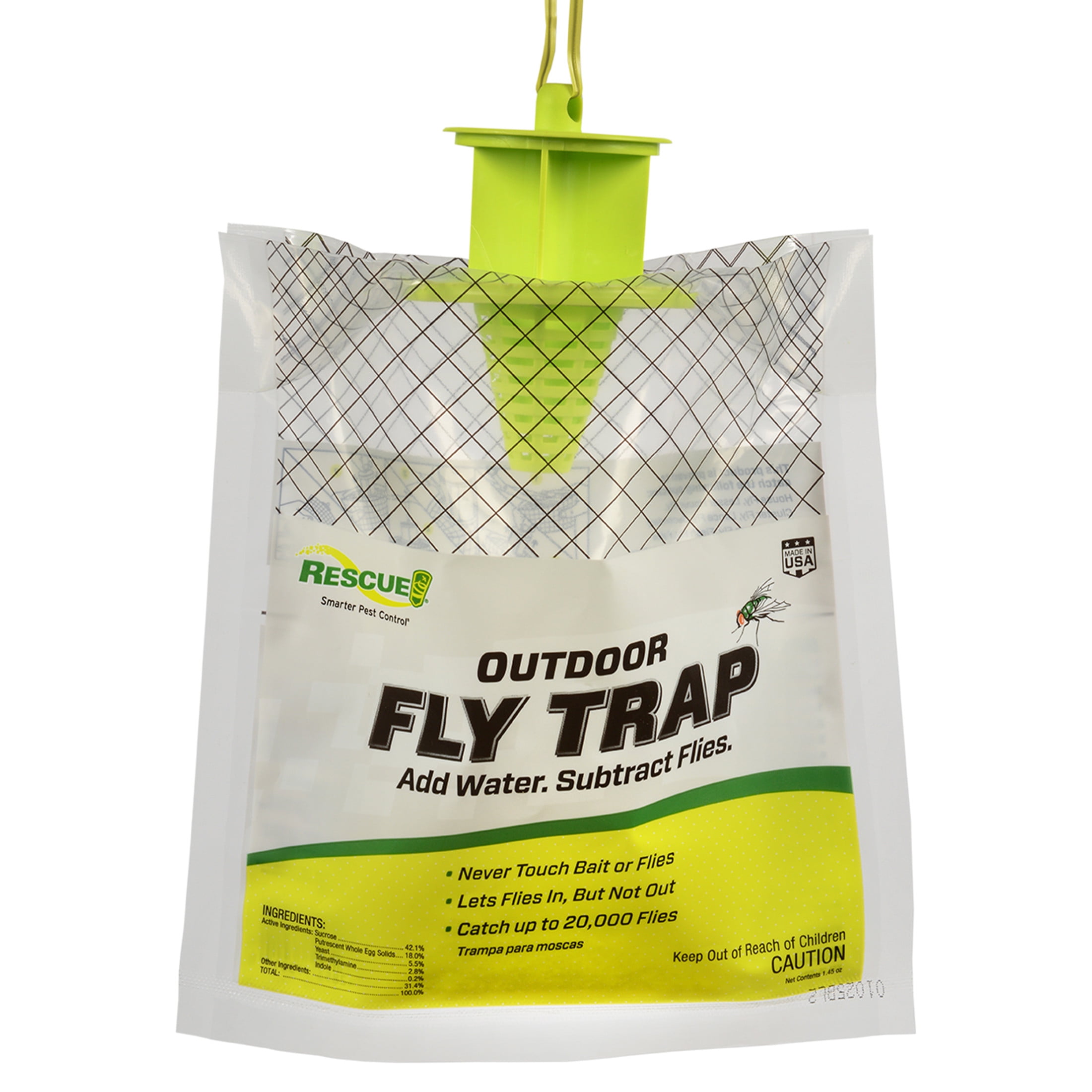 RESCUE! Outdoor Disposable Fly Trap, Easy-to-Use Bait and No-Mess ...