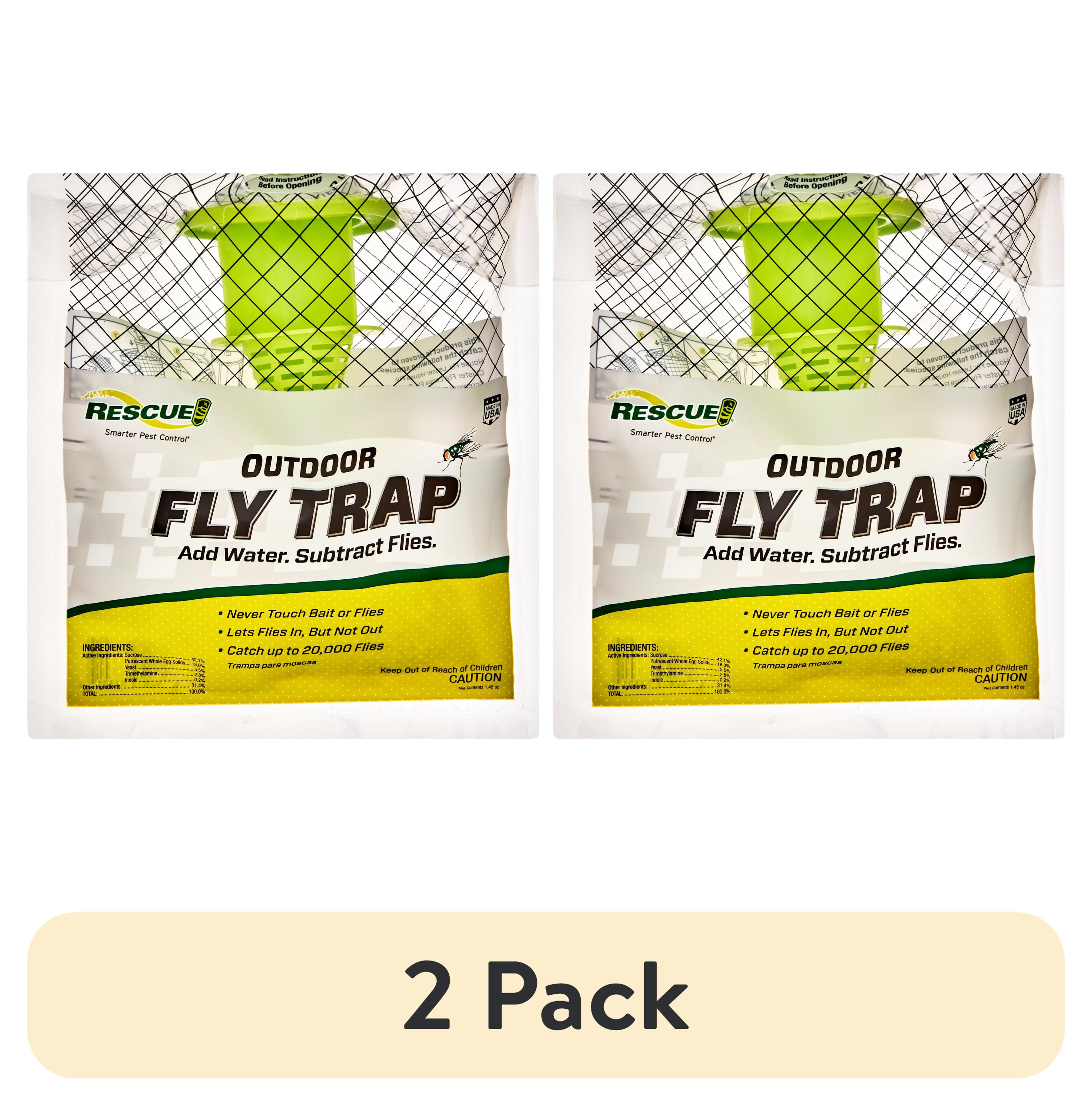 (2 pack) RESCUE! Outdoor Disposable Hanging Fly Trap, 1 Resin Trap ...