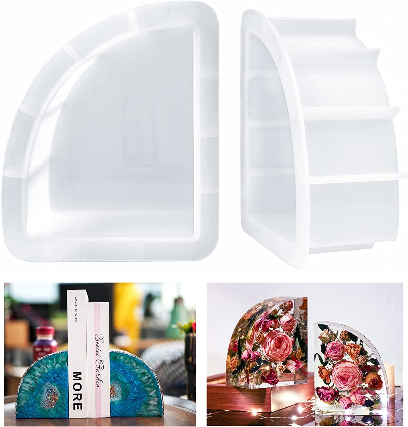 LET'S RESIN Bookends Resin Molds, 1 Pair Geode Book Organize Resin ...