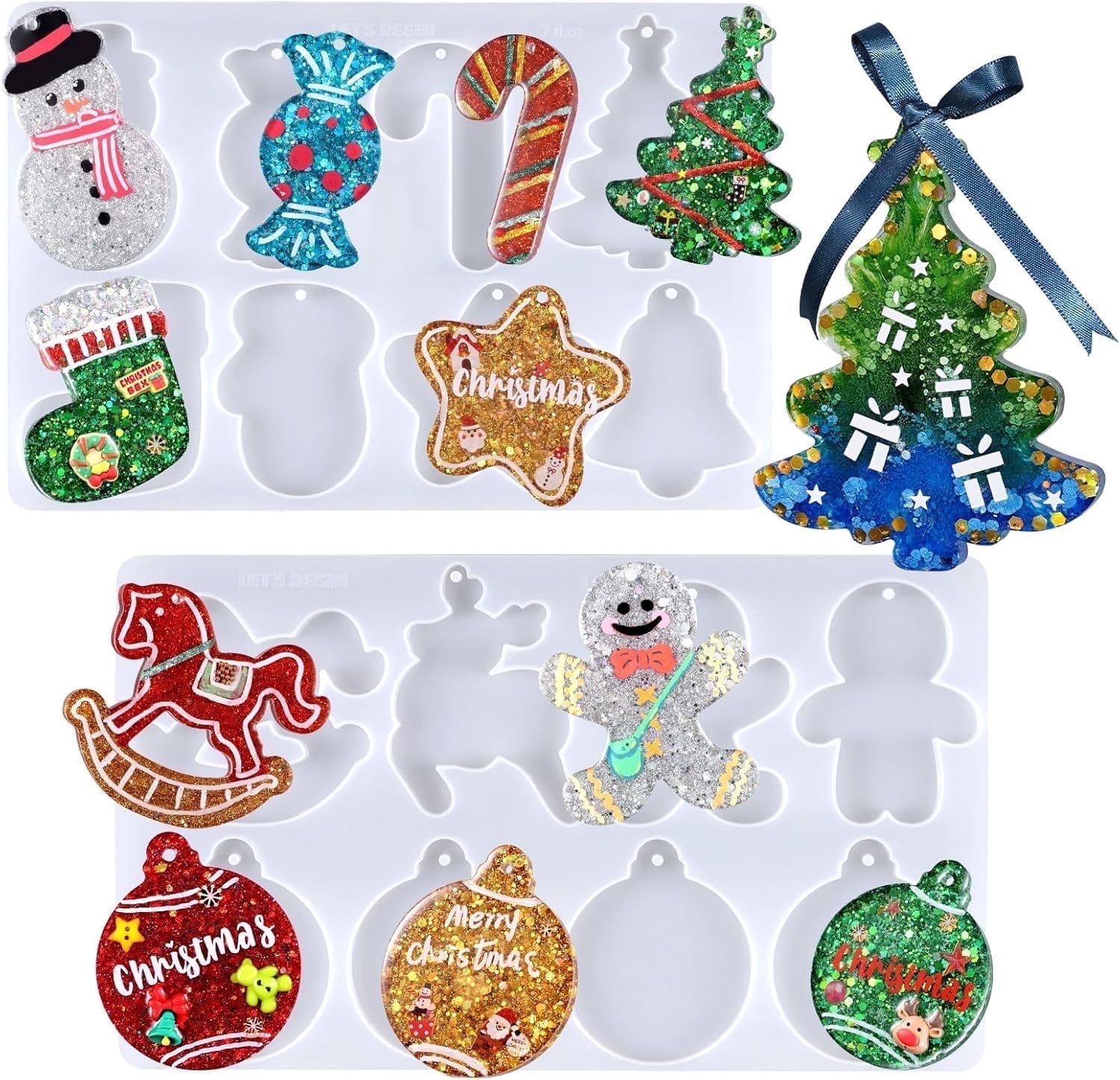 LET'S Resin Silicone Molds, 16 Cavities, Christmas Ornaments 3inch ...