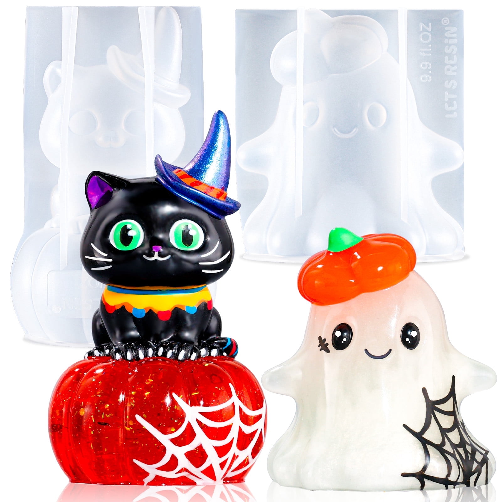 LET'S RESIN Halloween Resin Molds Silicone, Ghost Silicone Molds & Cat ...