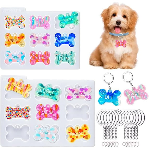 RESIN Keychain Resin Molds Silicone with Hole, 16 Cavities UV Resin ...