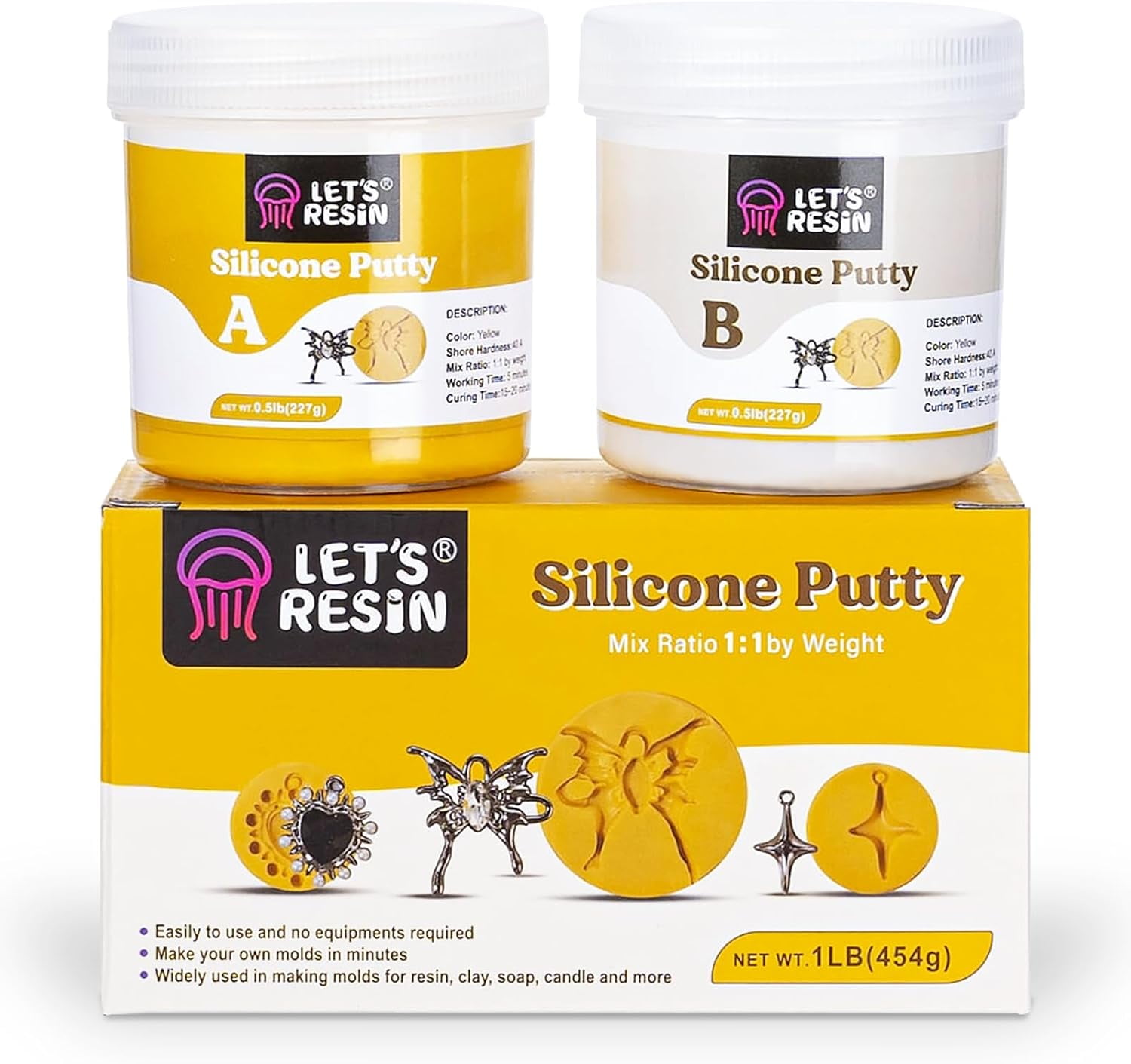 LET'S RESIN Silicone Putty,1LB/40A Silicone Mold Making Kit for Resin ...