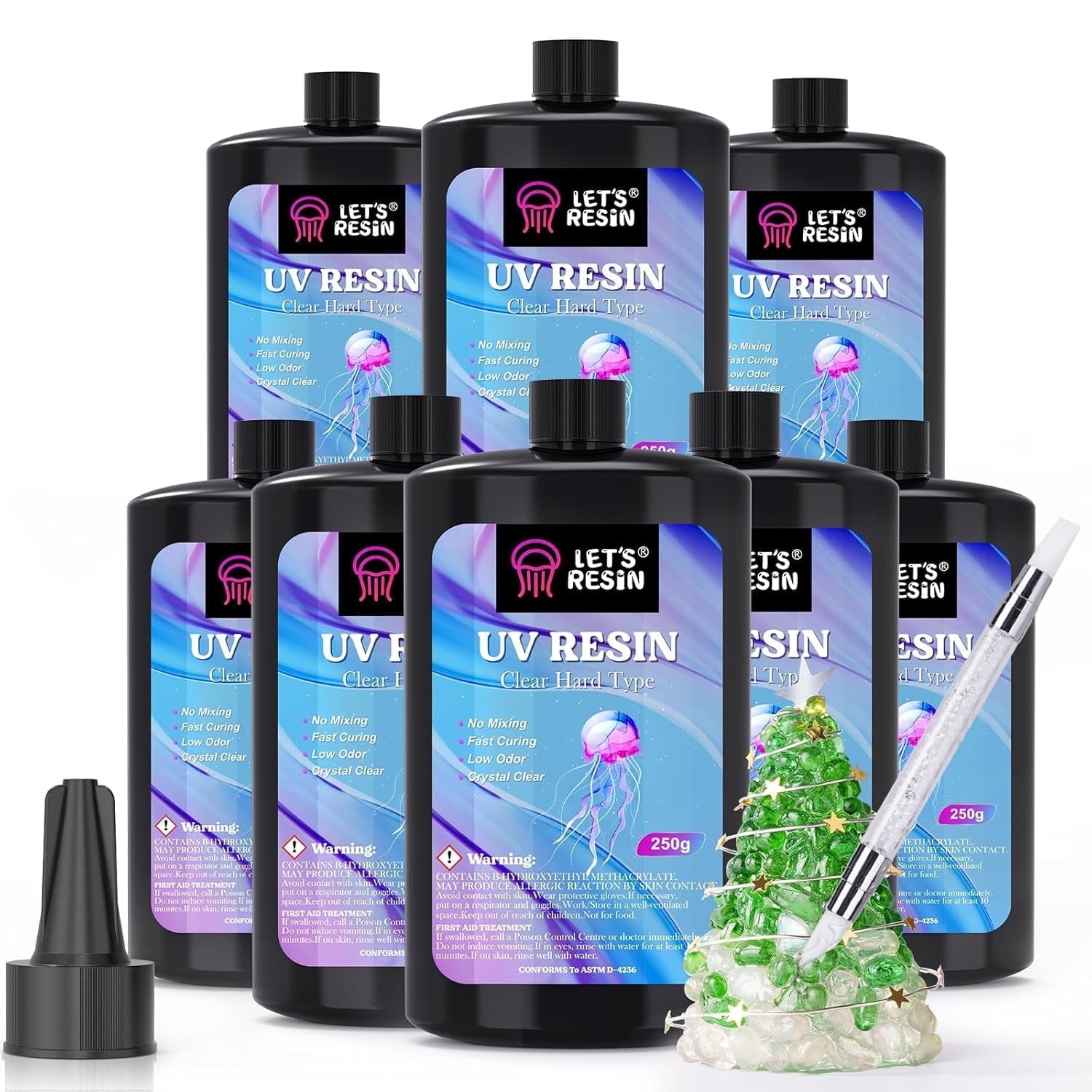 LET'S RESIN UV Resin Kit - 2,000g Crystal Clear, Fast Cure & Low ...