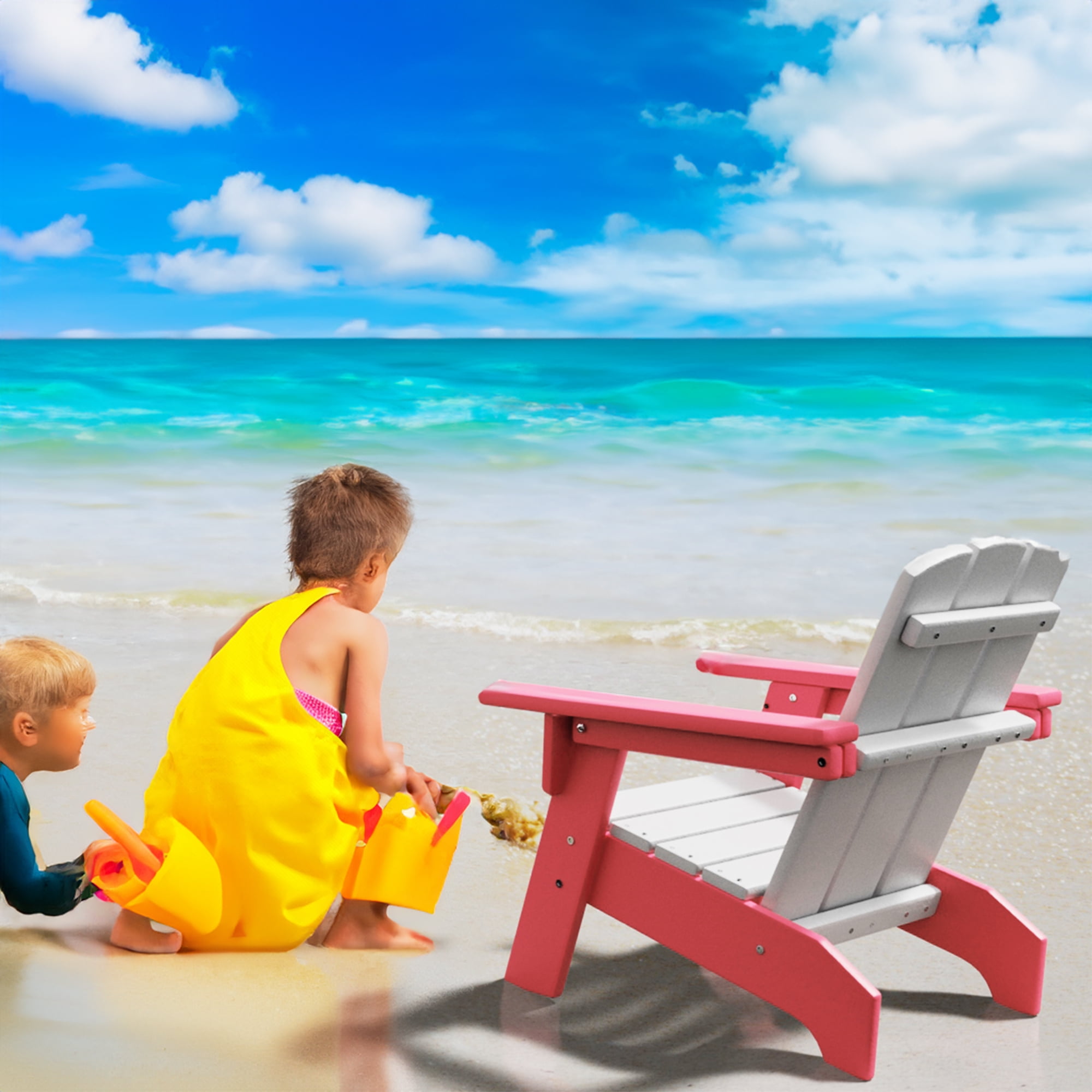 RESINTEAK Kids Adirondack Chair, Weather Resistant Outside Garden Play ...