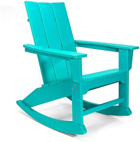 RESINTEAK Modern Adirondack Rocking Chair, All Weather Resistant ...