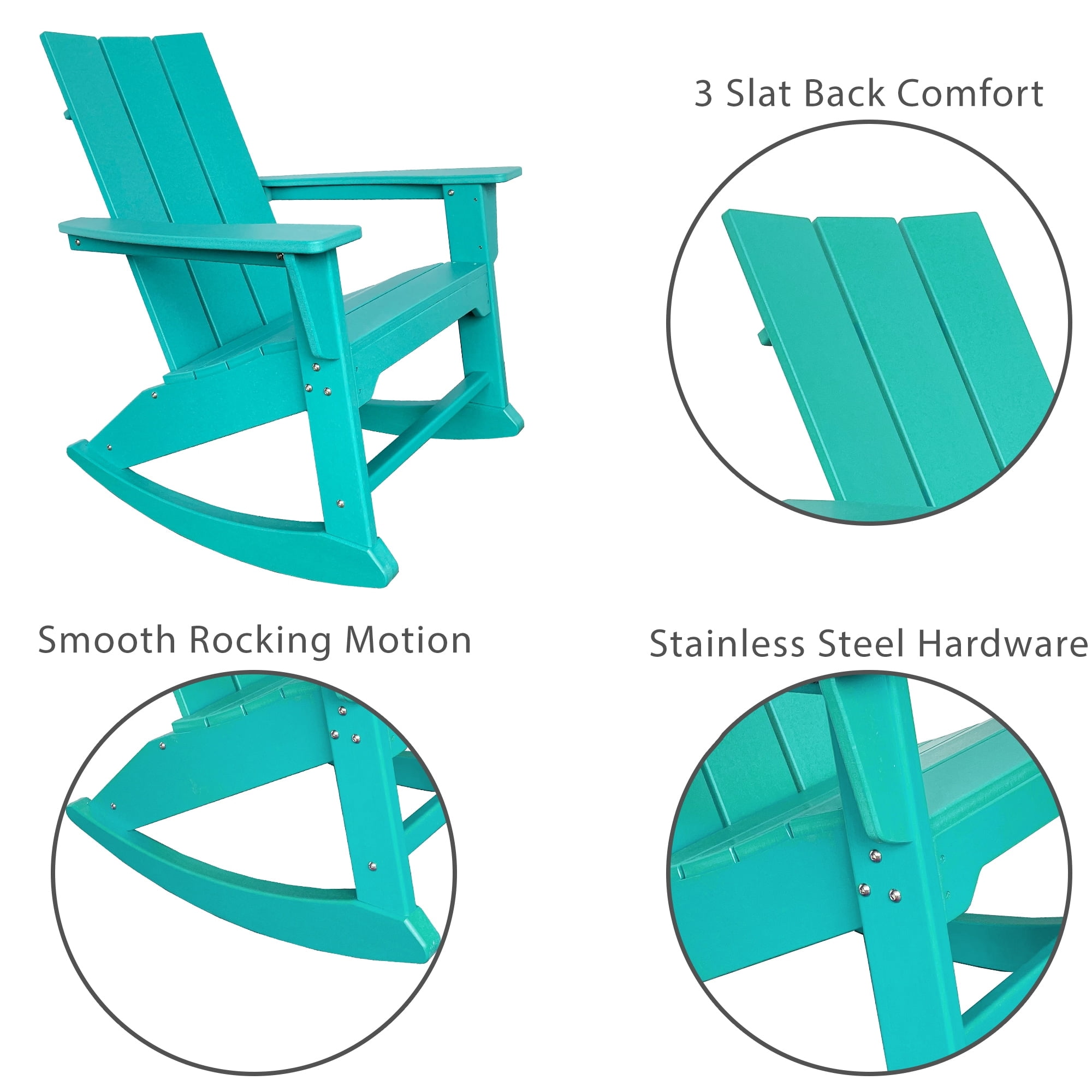 RESINTEAK Modern Adirondack Rocking Chair Blue - Walmart.com