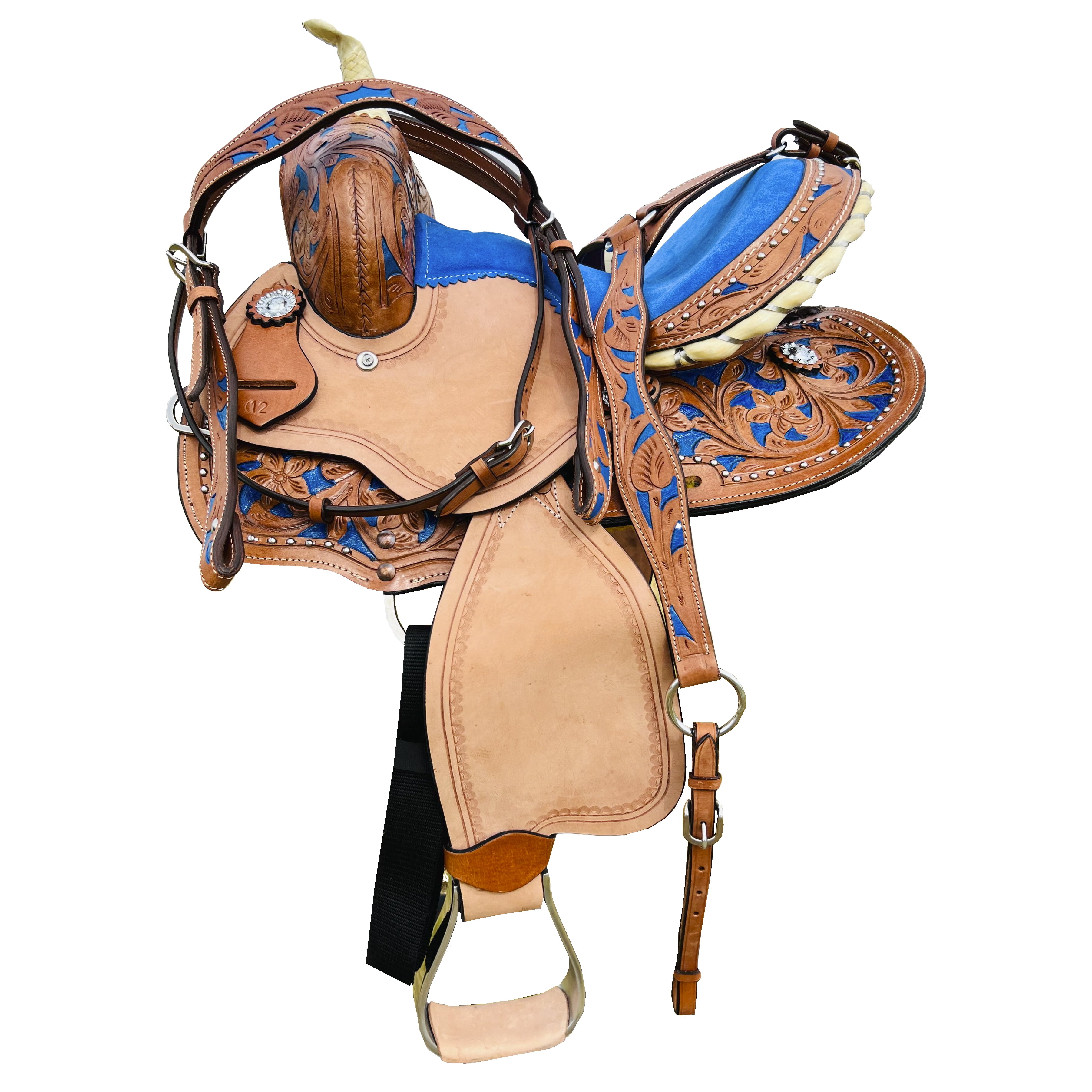 RESISTANCE Western Horse Saddle-Barrel Trail Youth-Kids Leather 10"12 ...