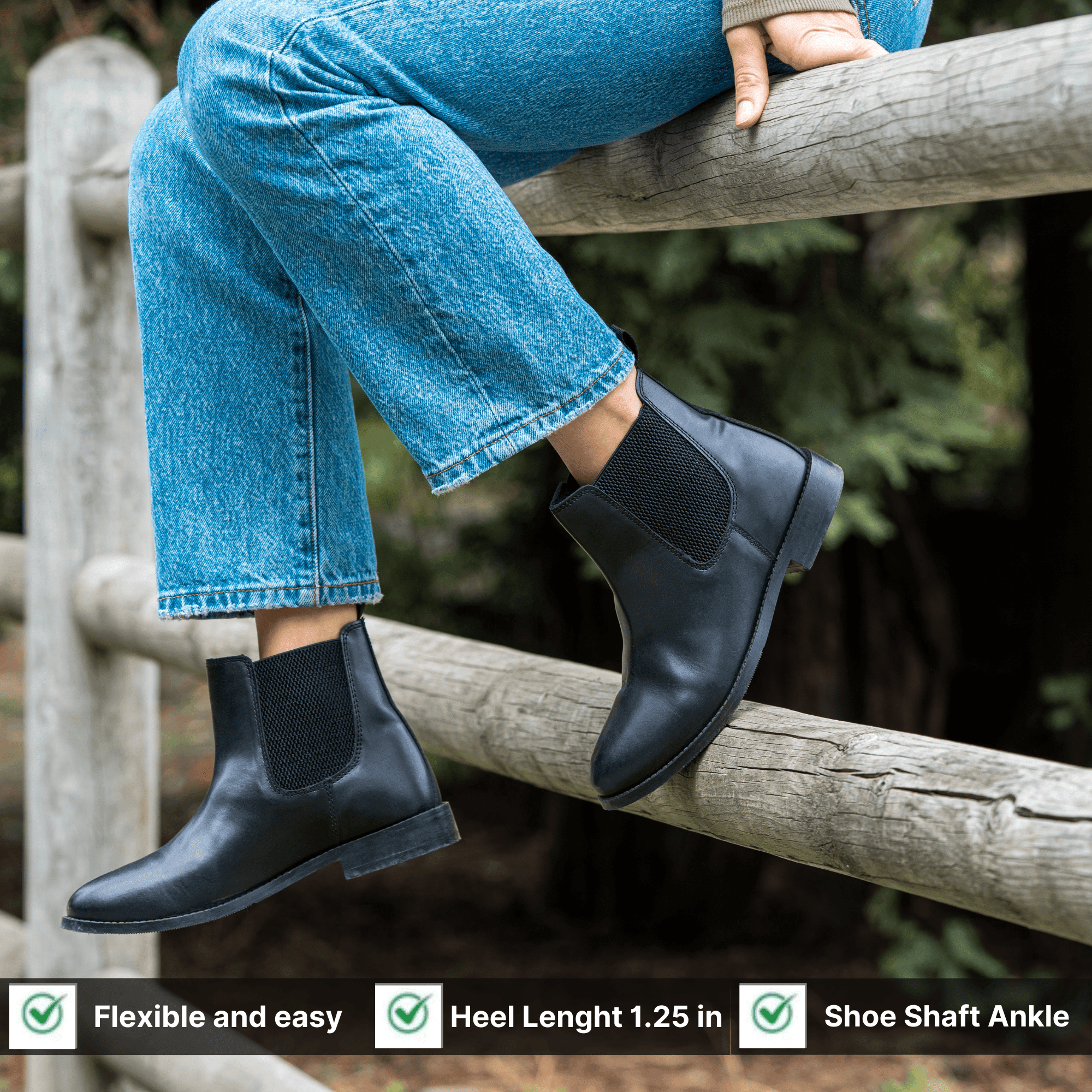 RESISTANCE Women's Black Leather Chelsea Boots – Warm Fashion Winter ...