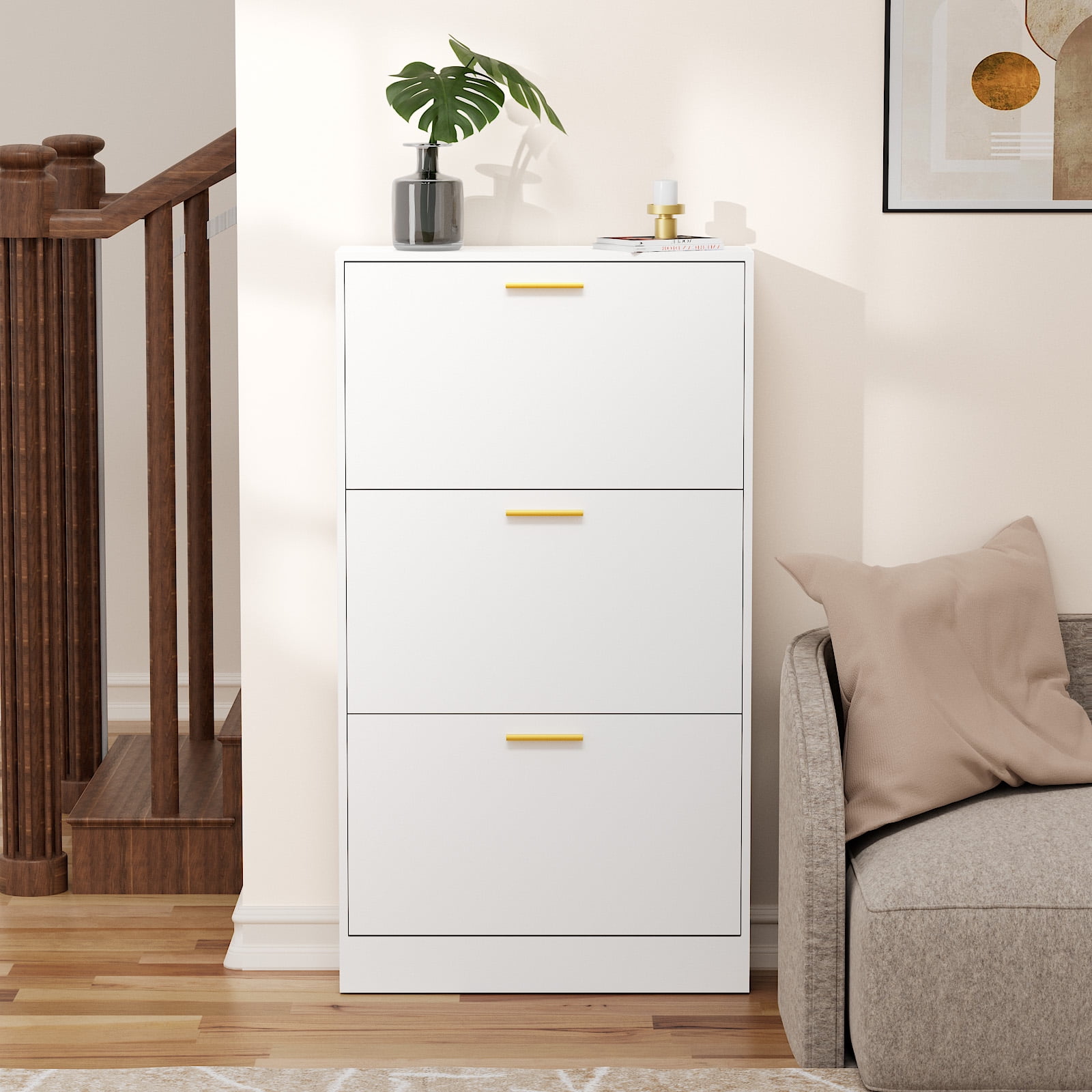 RESOM Shoe Cabinet, Free Standing Tipping Bucket Shoe Rack Organizer ...