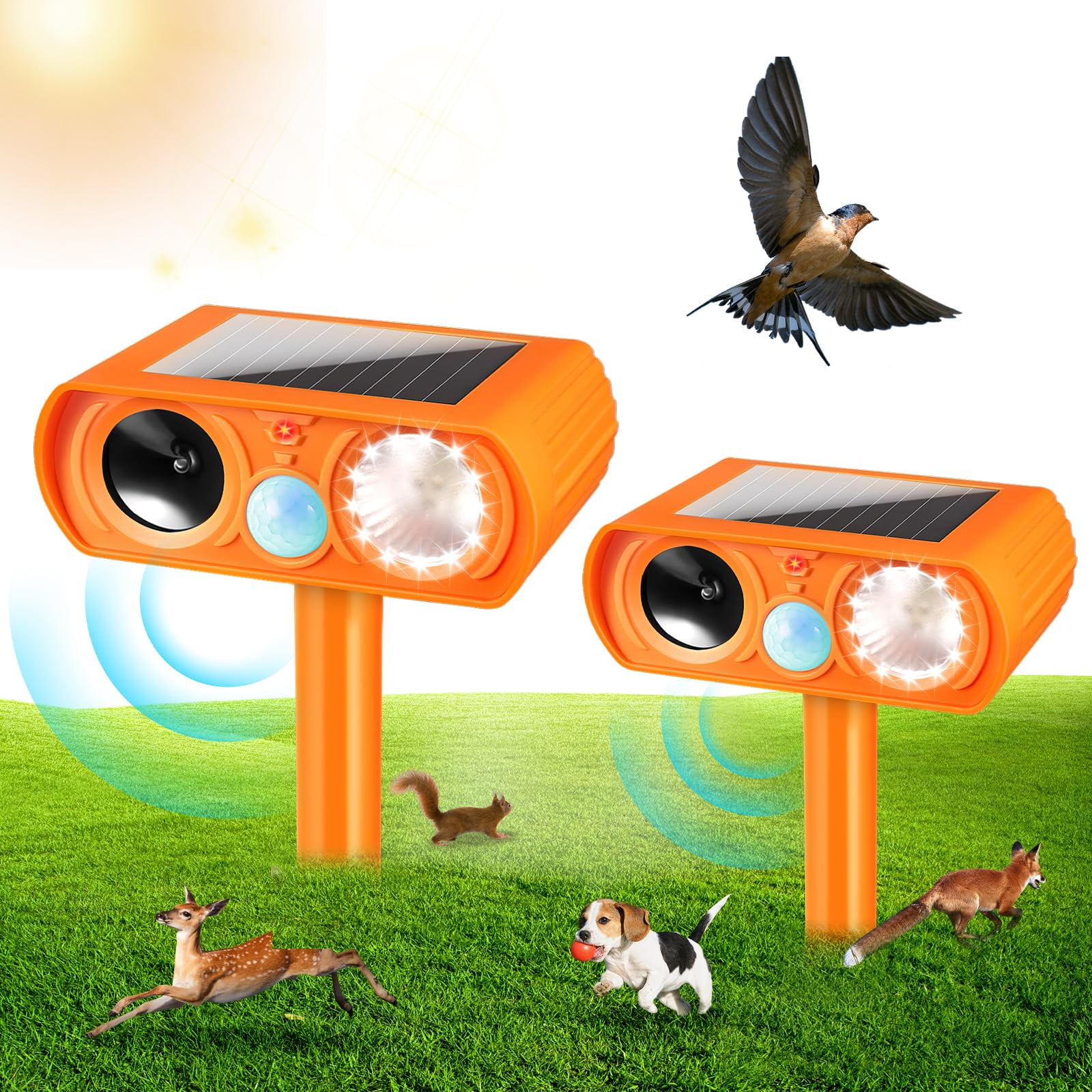 RESSYYT Ultrasonic Cat Deterrent,Solar Powered Deterrent with Motion ...