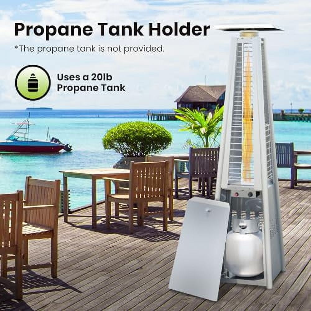 RESTAURANT QUALITY Outdoor Dining Flame Tower Propane Heater - 48,000 BTU Exposed Flame with ...