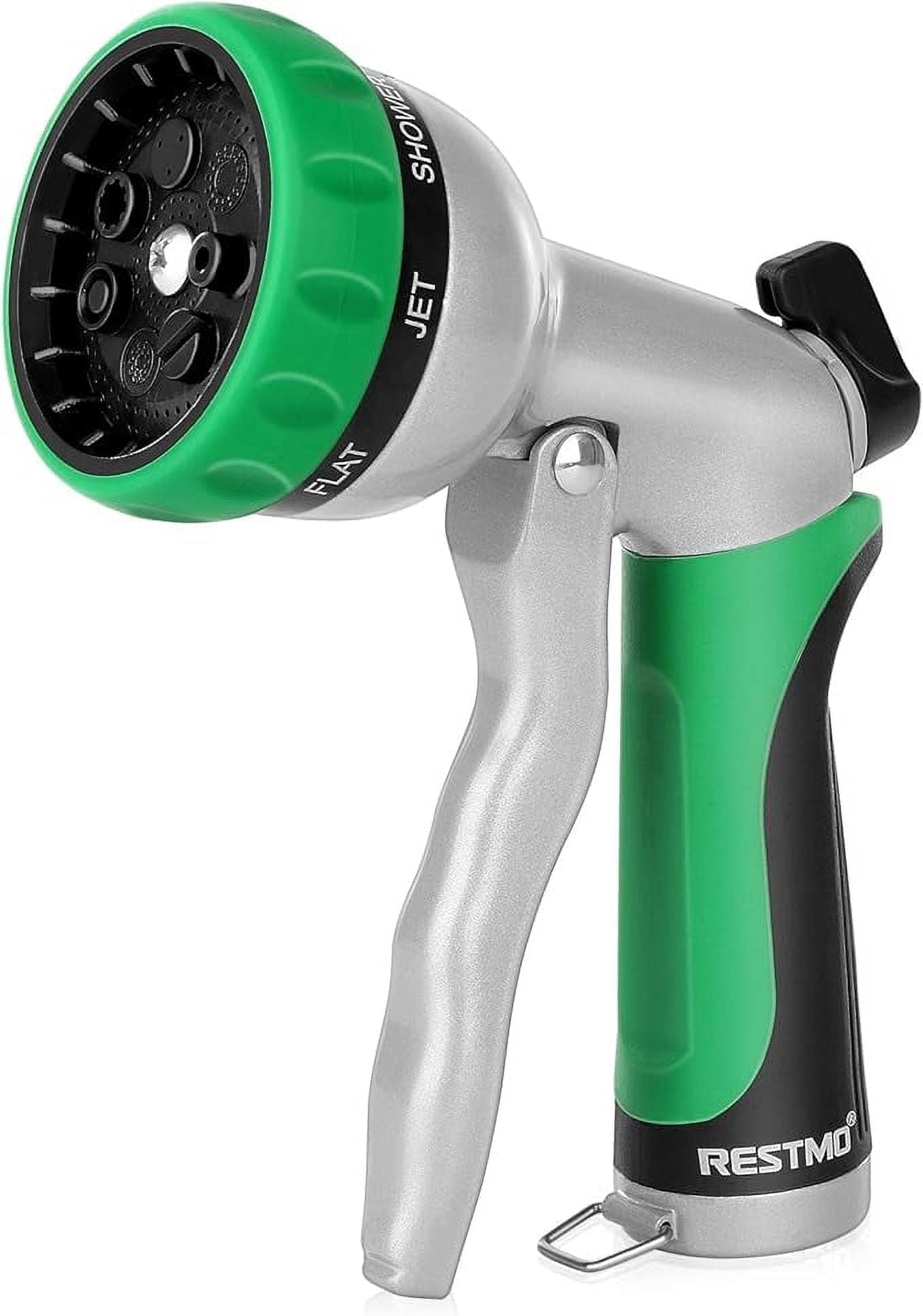 Restmo Garden Hose Nozzle, Heavy Duty Metal, 7 Spray Patterns, Flow ...