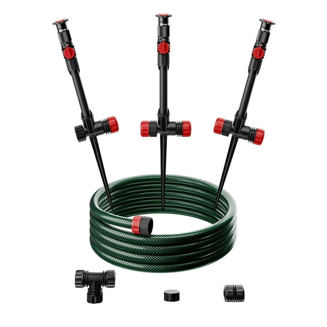 RESTMO Above Ground Sprinkler System with Metal Spike Base, Flexible ...
