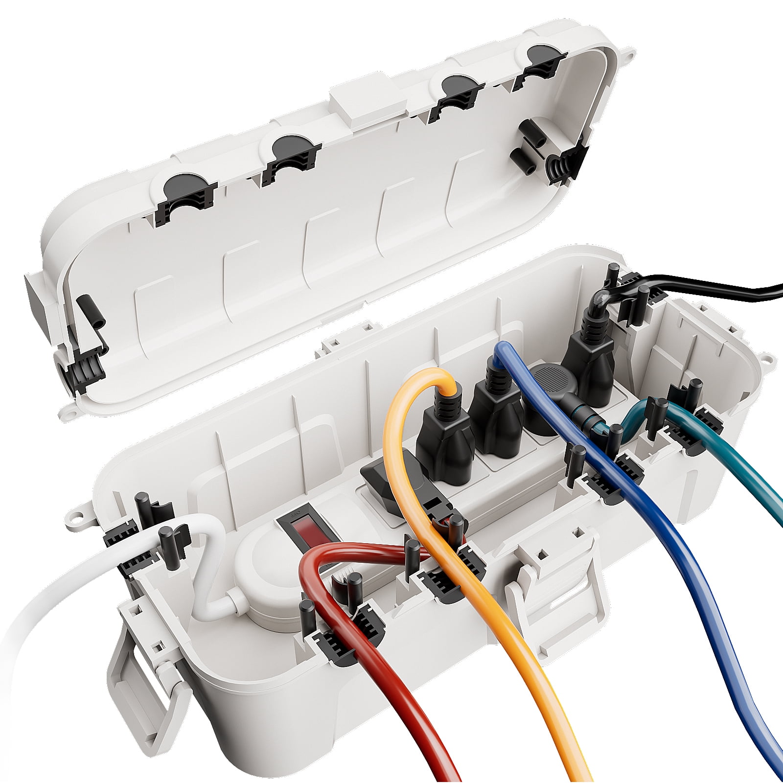 RESTMO Outdoor Electrical Box (11.5x5.2x4 inch), IP54 Waterproof Extension Cord Cover w/6 Cable ...