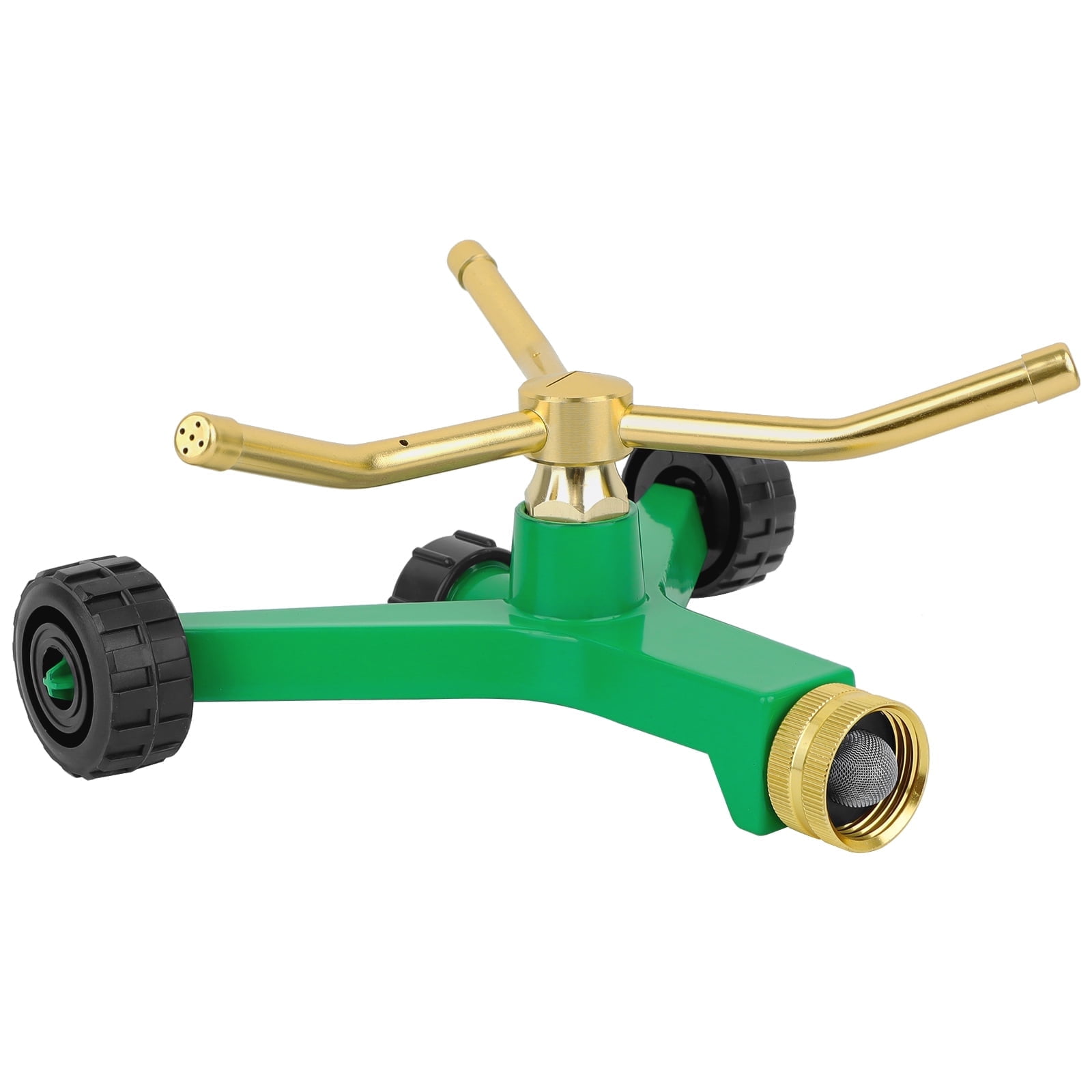 Restmo 3-Arm Metal Sprinkler with Wheel Base, 360 Degree Automatic Rotary Lawn Sprinkler System ...
