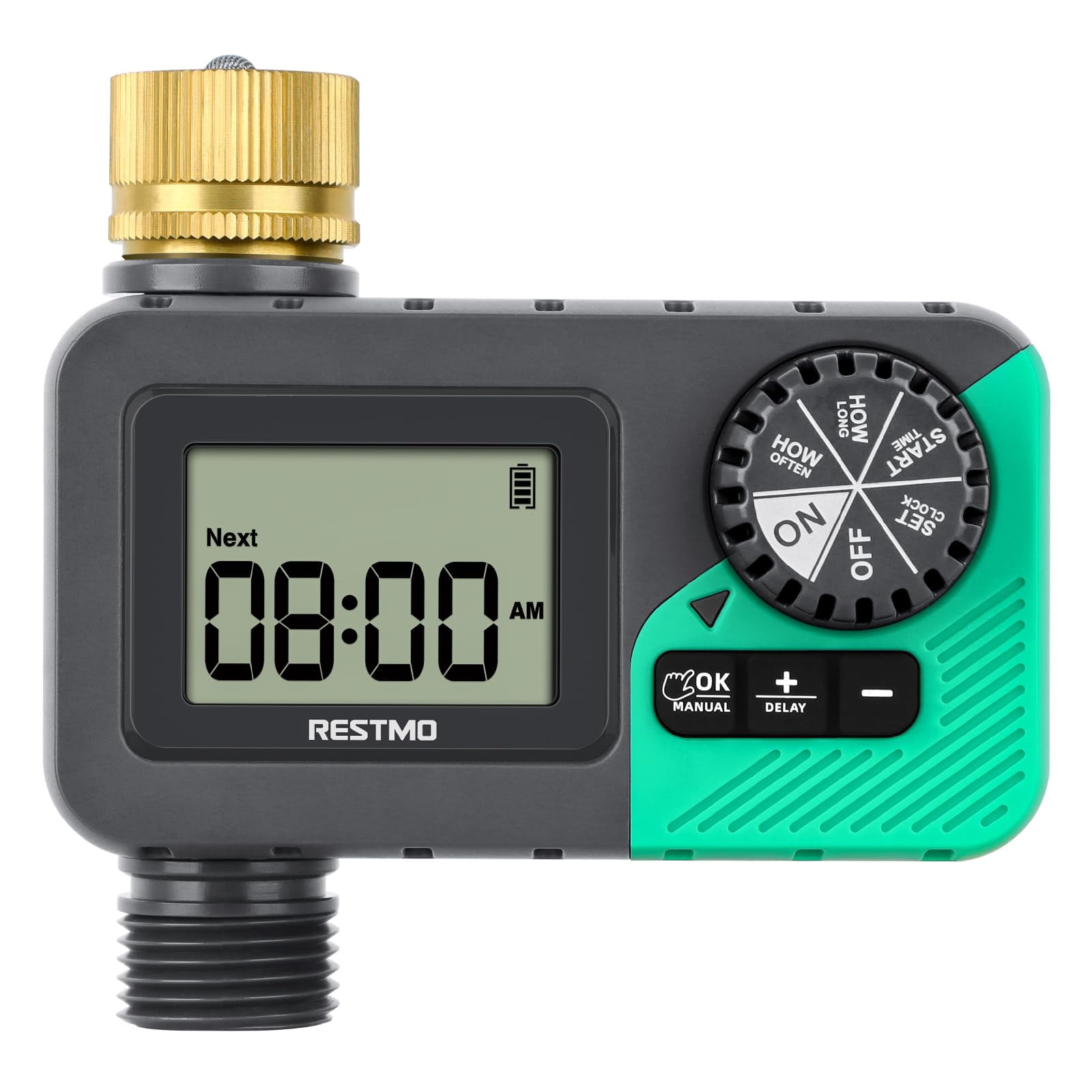 RESTMO Sprinkler Timer with Brass Inlet, Water Timer for Garden Hose, Rain Delay/Manual ...