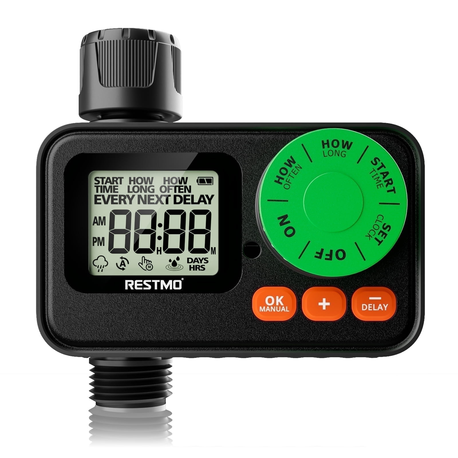 Restmo Watering Sprinkler Timer, 1-Zone Programmable Hose Timer, LCD ...