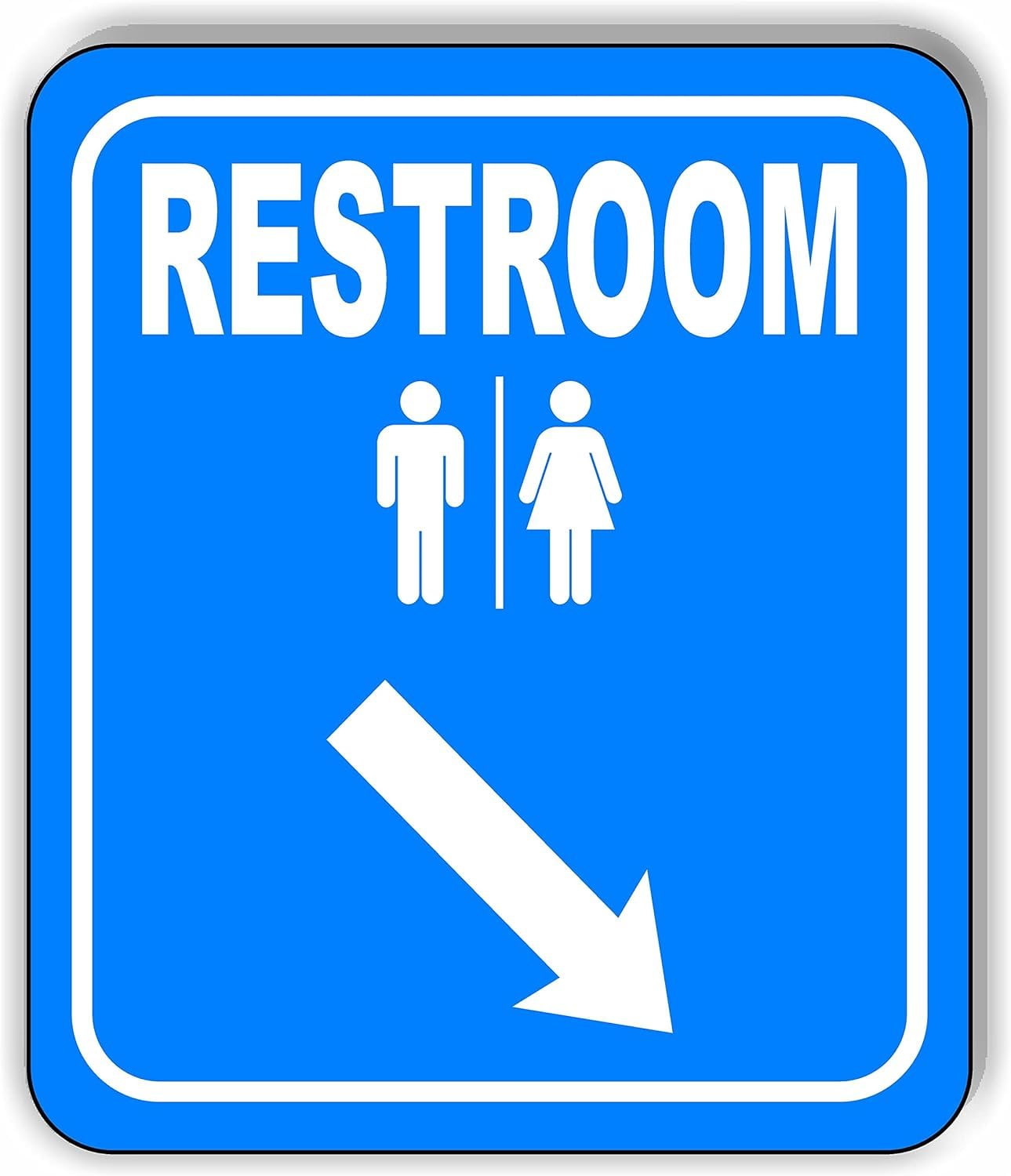 RESTROOM DIRECTIONAL 45 DEGREES DOWN RIGHT ARROW blue Aluminum ...