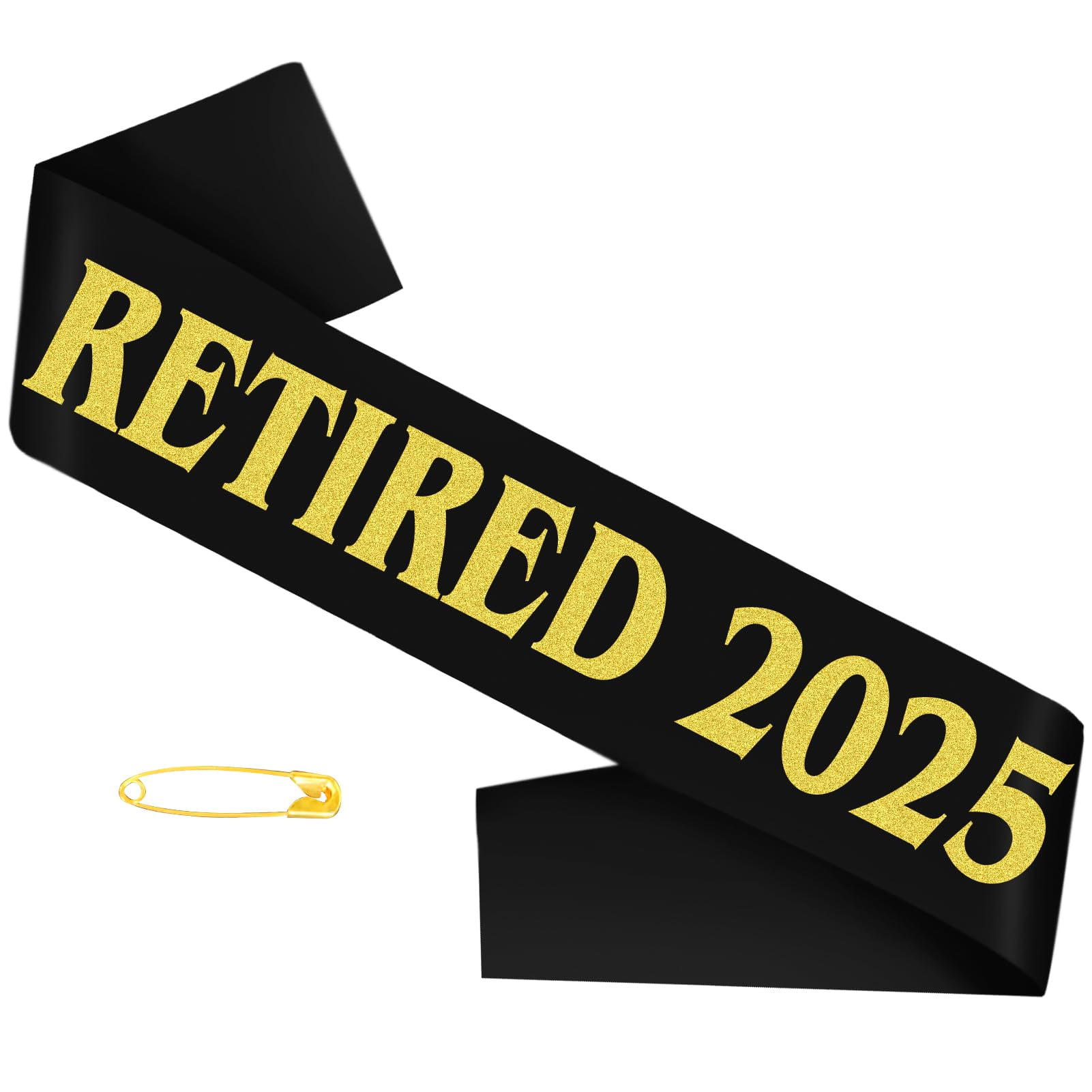"RETIRED 2025" Retired Sash, STF9 Black Gold Retirement Party for Men ...