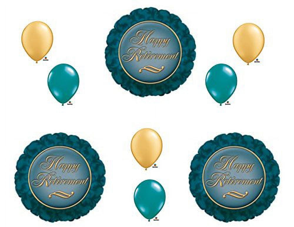RETIREMENT Elegant Gold and Teal Balloons Decoration Supplies 9 pieces ...
