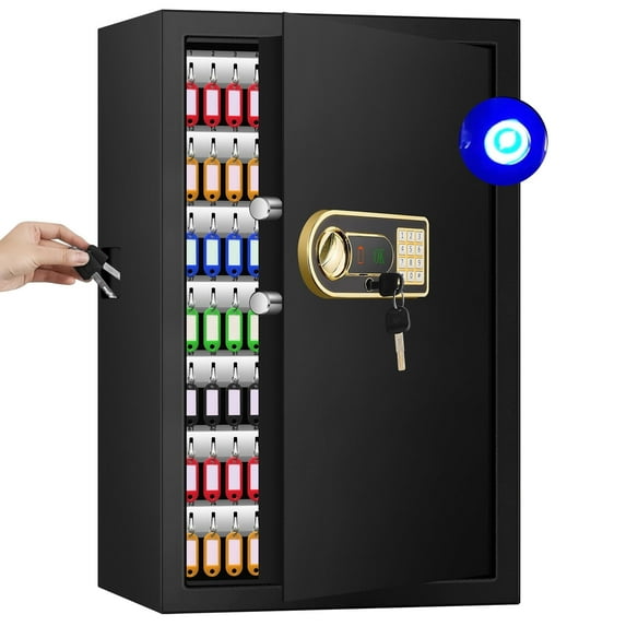 RETLLAS 144-Key Wall-Mount Key Safe – Durable Steel with Electronic ...