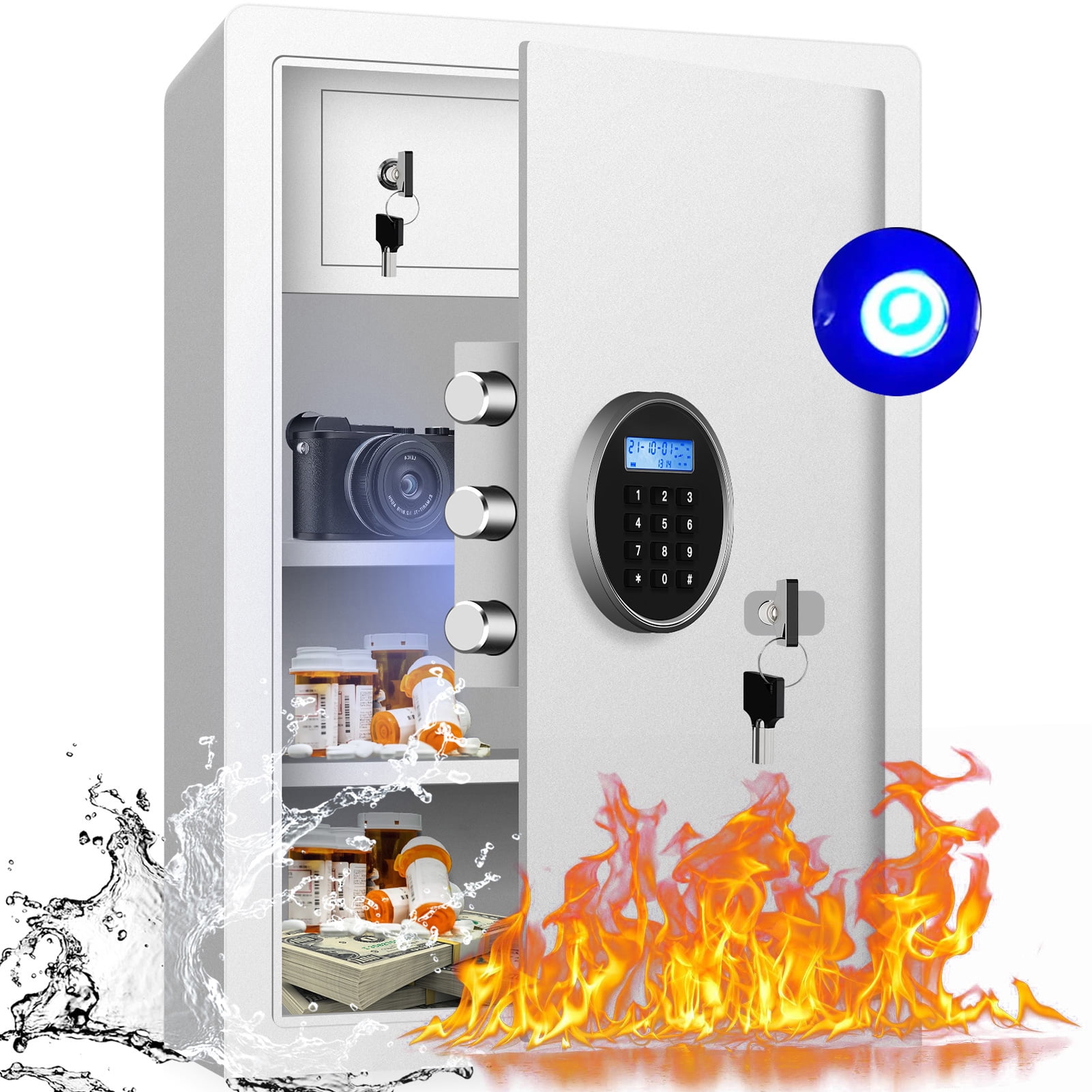 RETLLAS 1.65 Cubic Feet Safes, Fire and Water Resistant Safe Box with ...