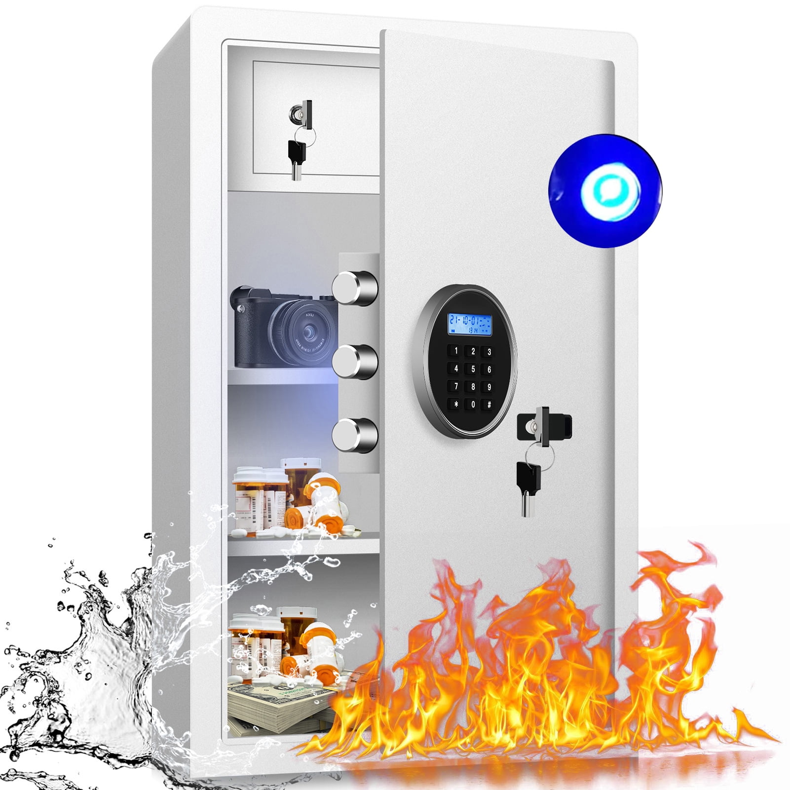 RETLLAS 2.0 Cu.ft. Fireproof Extra Large Safe, Keys & Digital Ring ...