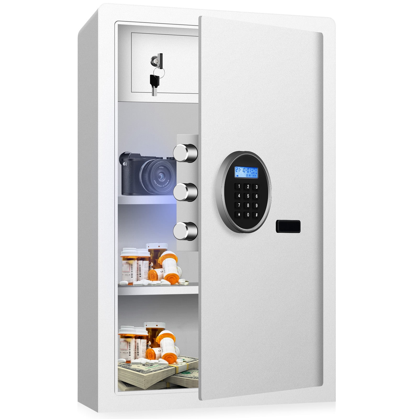 RETLLAS 2.0 Cubic Feet Large Safe Box with Key, Safe for Money, Coin ...