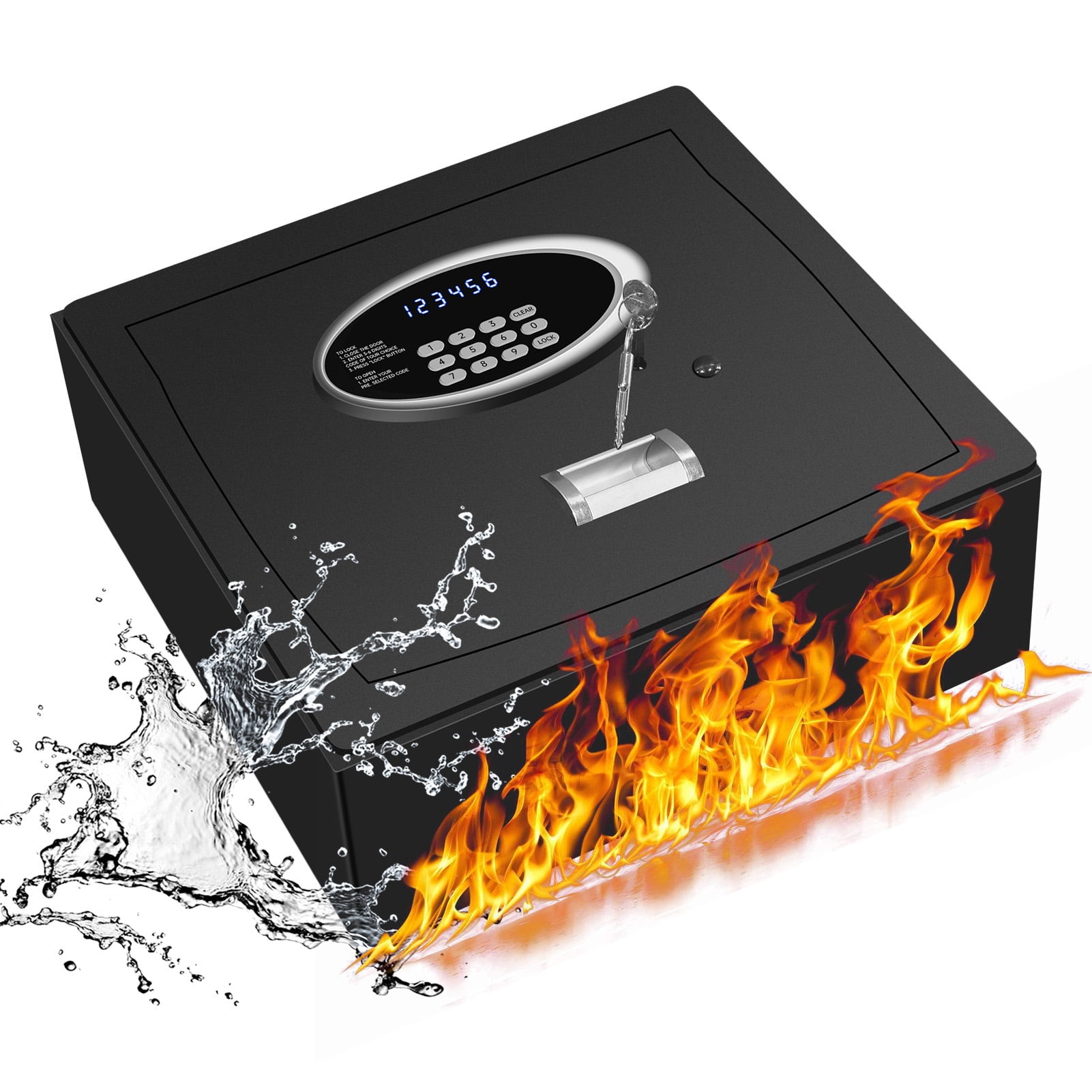 RETLLAS 1.2 Cu.ft. Fireproof Safe - Dual Lock System, LCD Display ...