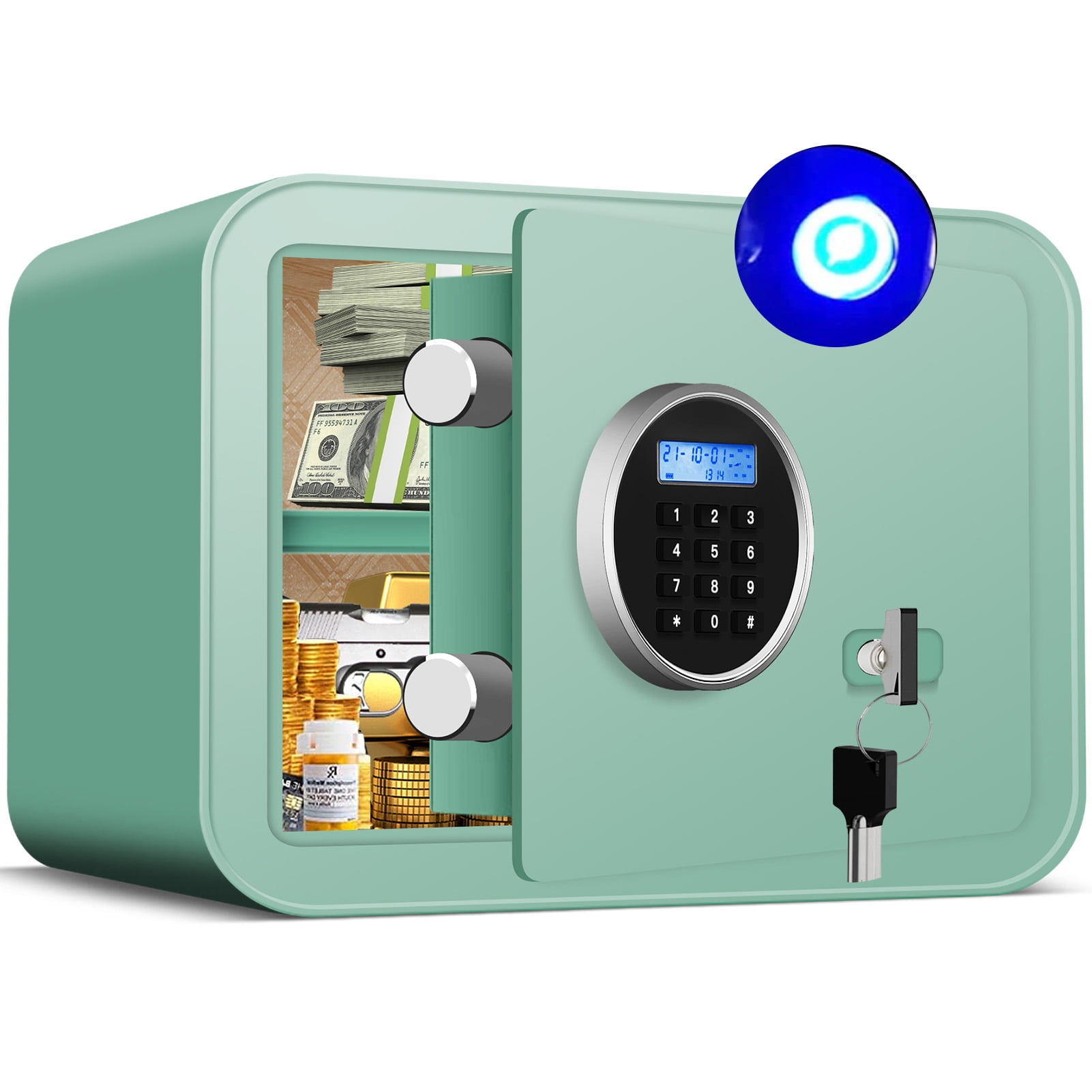 RETLLAS Fireproof Safe Box - Motion Sensor Lights, Customizable Storage ...