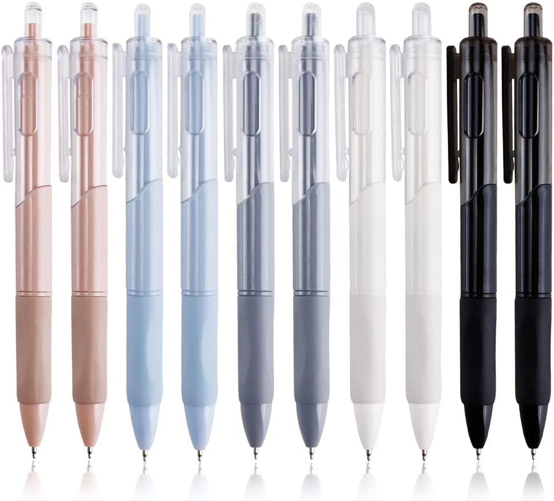 RETON 10 PCS Gel Ink Pens 0.5mm, Retractable Black Ink Pens with ...