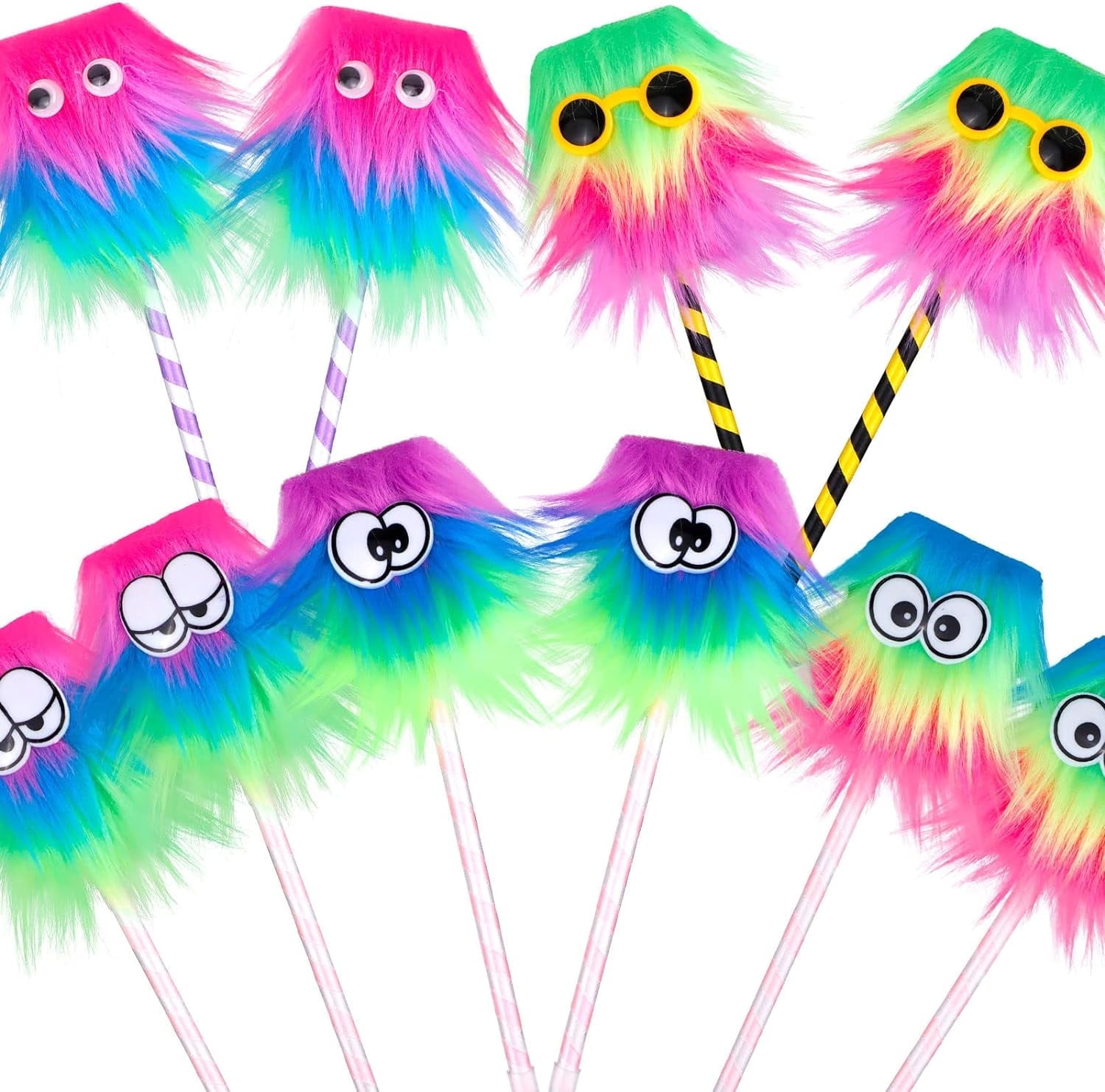 RETON 10PCS Rainbow Pens, Cute Fluffy Monster Pens Fun Pens for Friends ...