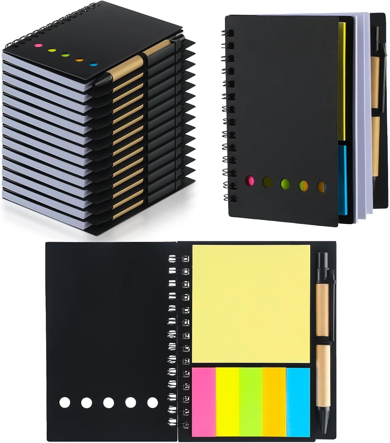 RETON 10Pack Lined Spiral Notebook Small Notepad and Pen Set Steno Pads ...