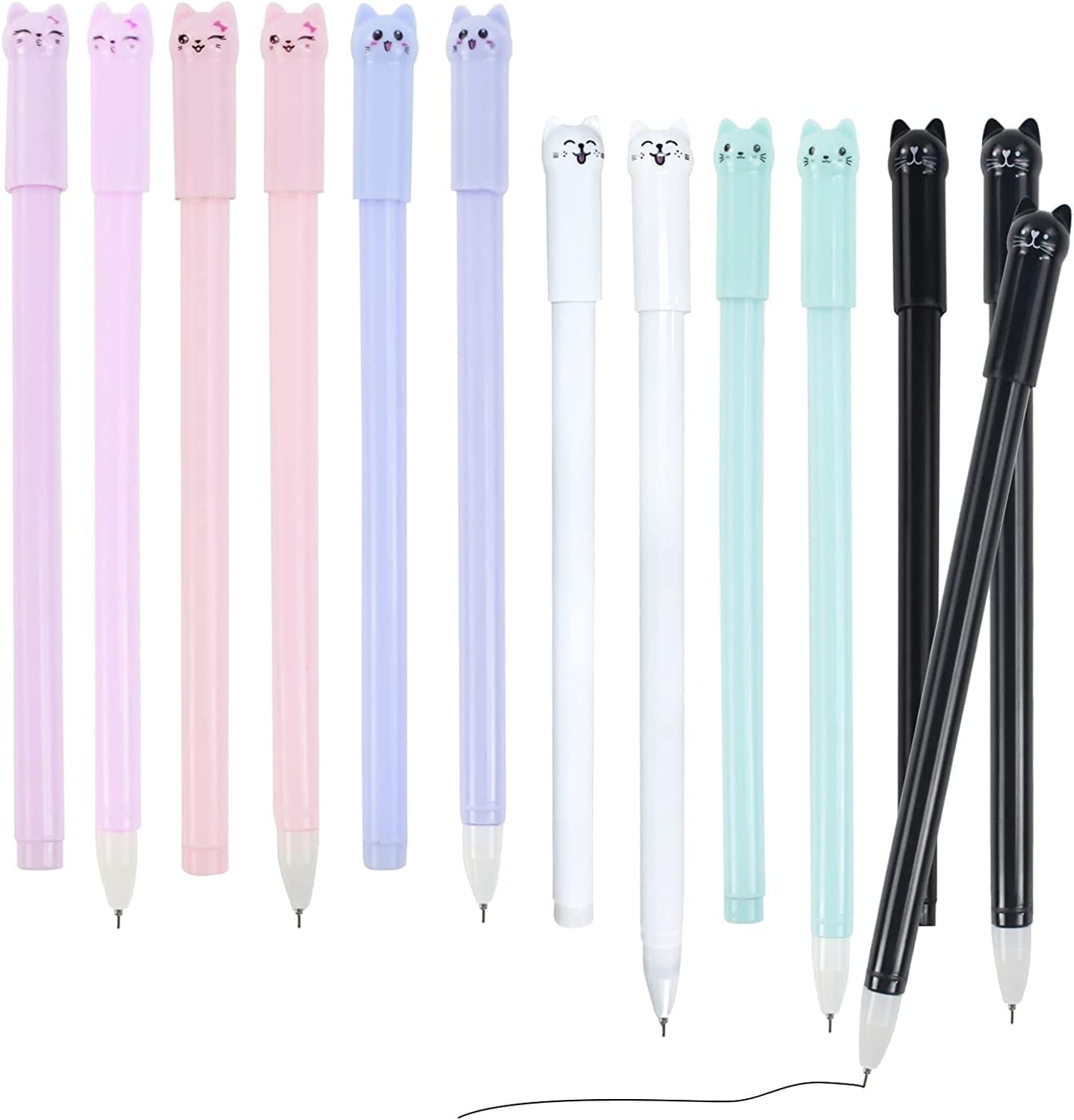 RETON 12PCS Kawaii Cat Pens, Cute Gel Ink Pens Animal Pens, 0.5mm ...