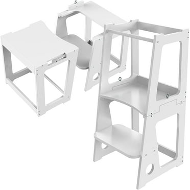 Costway Kids Kitchen Step Stool with Double Safety Rails Toddler ...