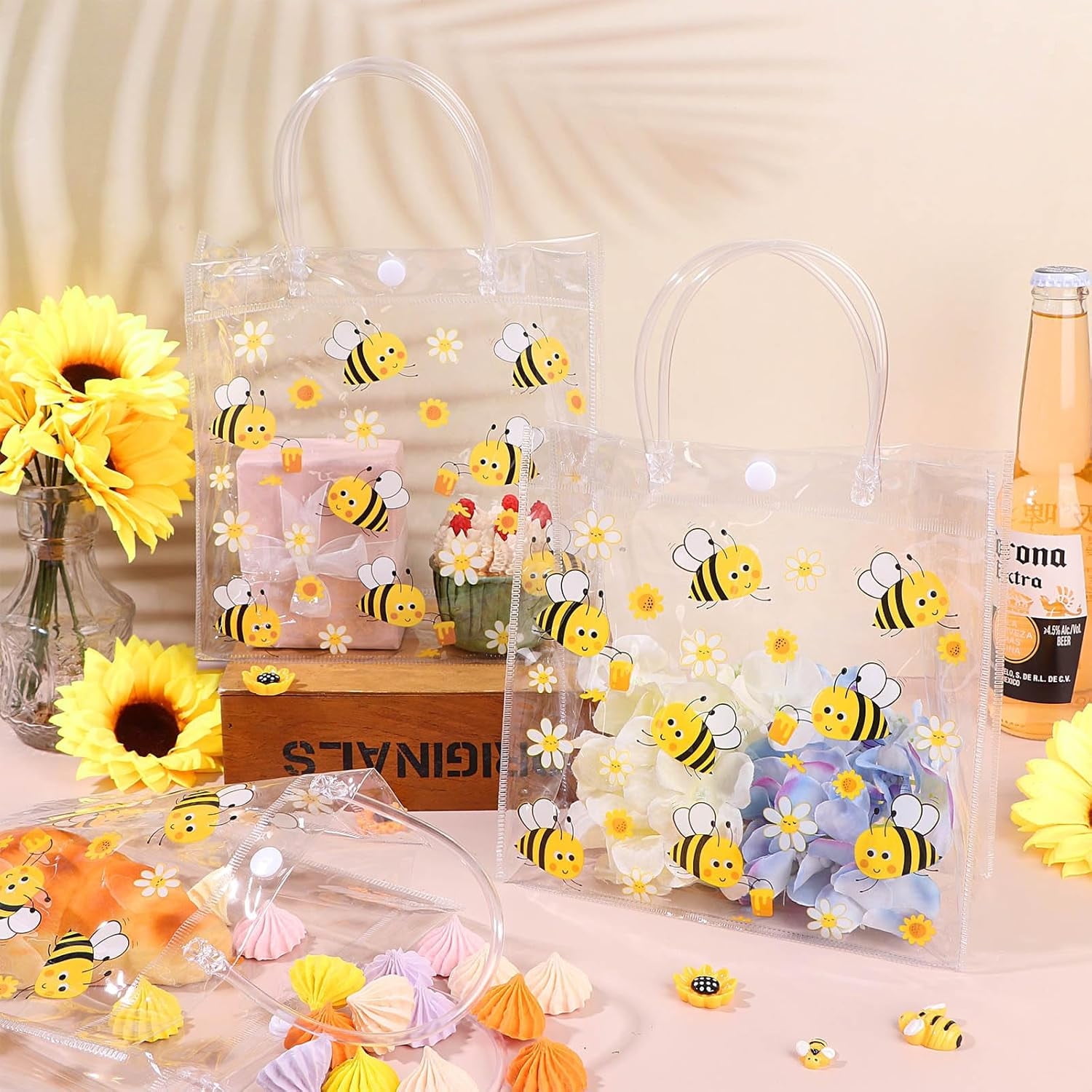 RETON 20PCS Honey Bee Clear Gift Bags - Cute Bee Party Favor Bags for ...
