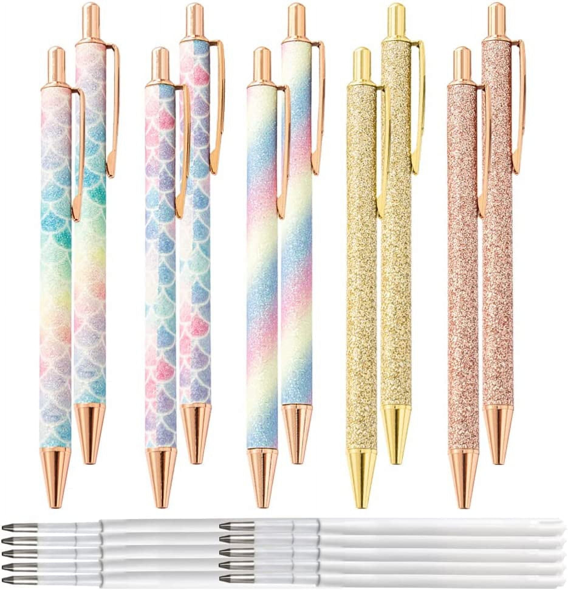 RETON 20Pcs Metal Glitter Ballpoint Pen Set, 10pcs 1.0mm Click ...